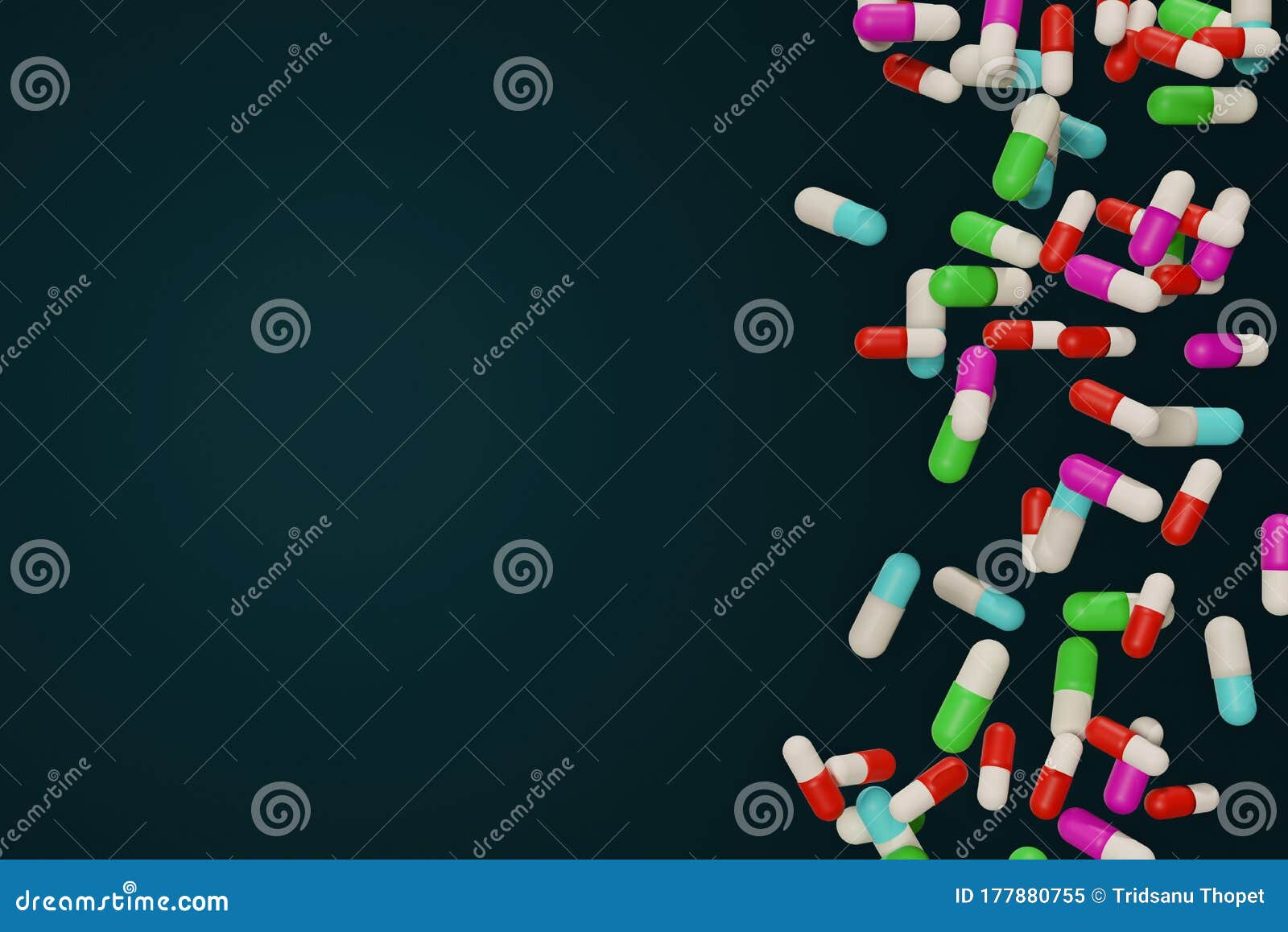 Falling Capsules Medication on Dark Background Stock Illustration ...