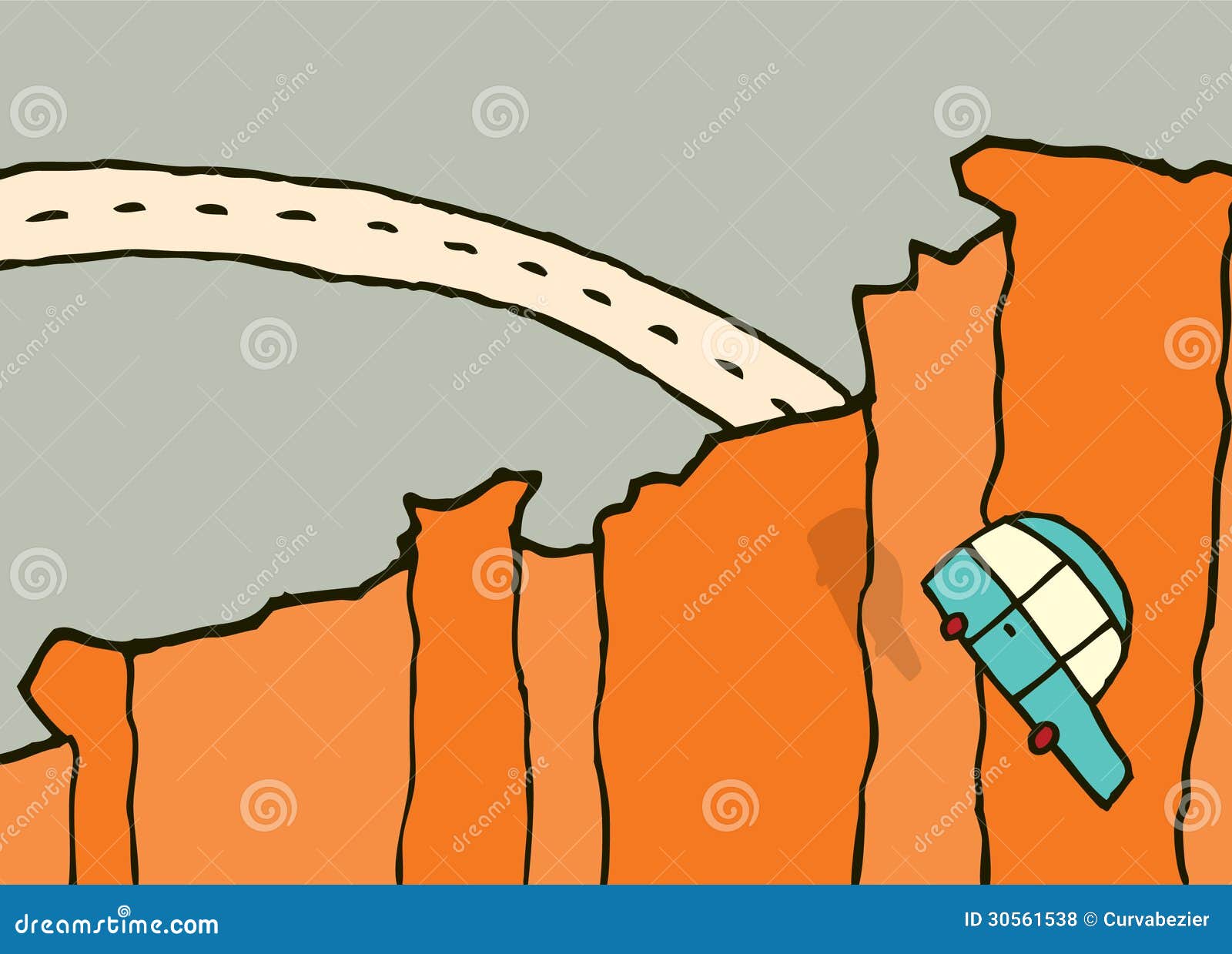 Falling Car / Jumping Off a Cliff Stock Illustration - Illustration of ...