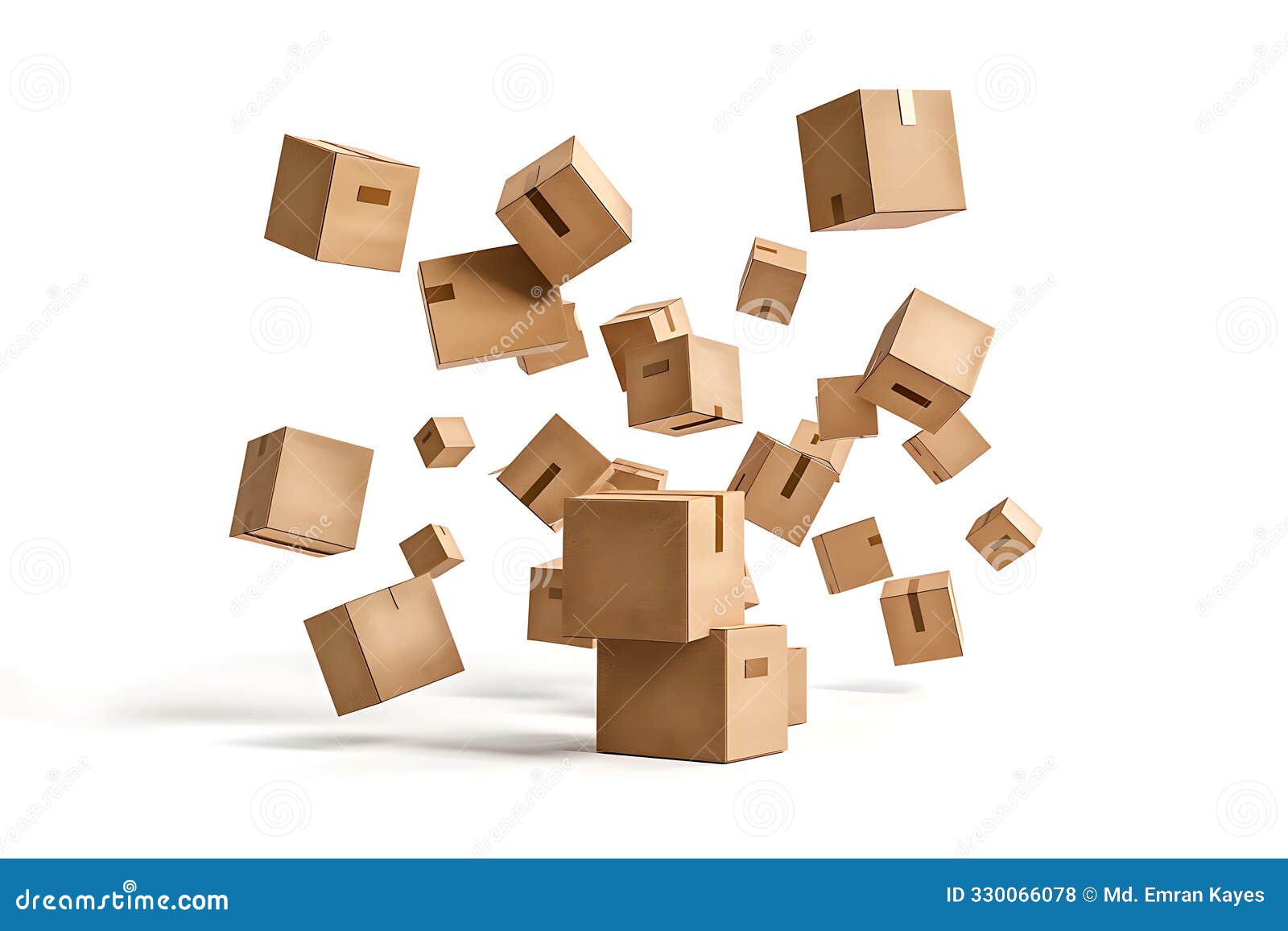 Falling Cardboard Boxes Isolated on White Background, Floating ...