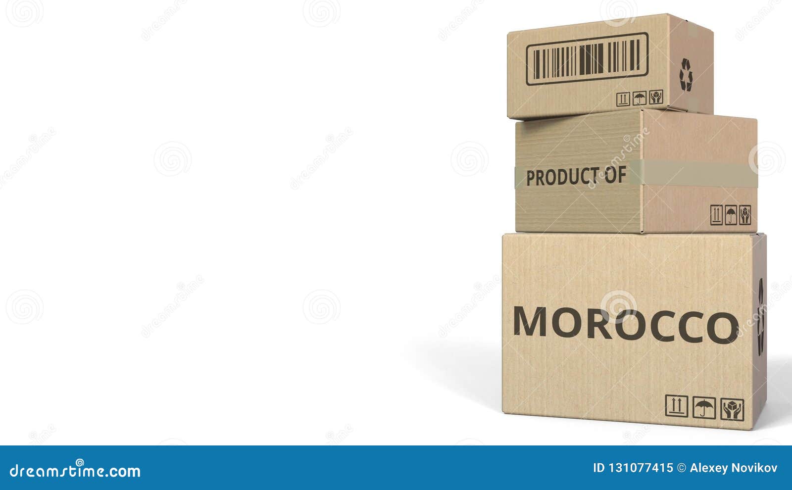 Boxes with PRODUCT of MOROCCO Caption. 3D Rendering Stock Illustration ...