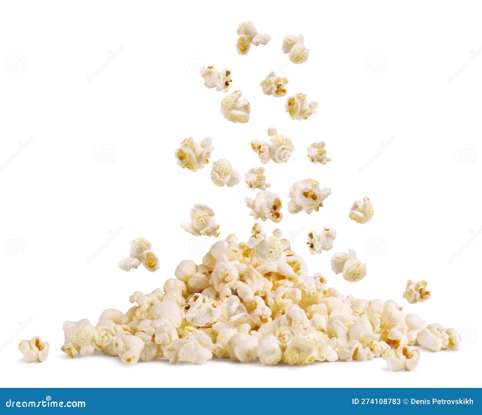 Falling Cereal on a Handful of Popcorn Isolated on a White. Stock Image ...