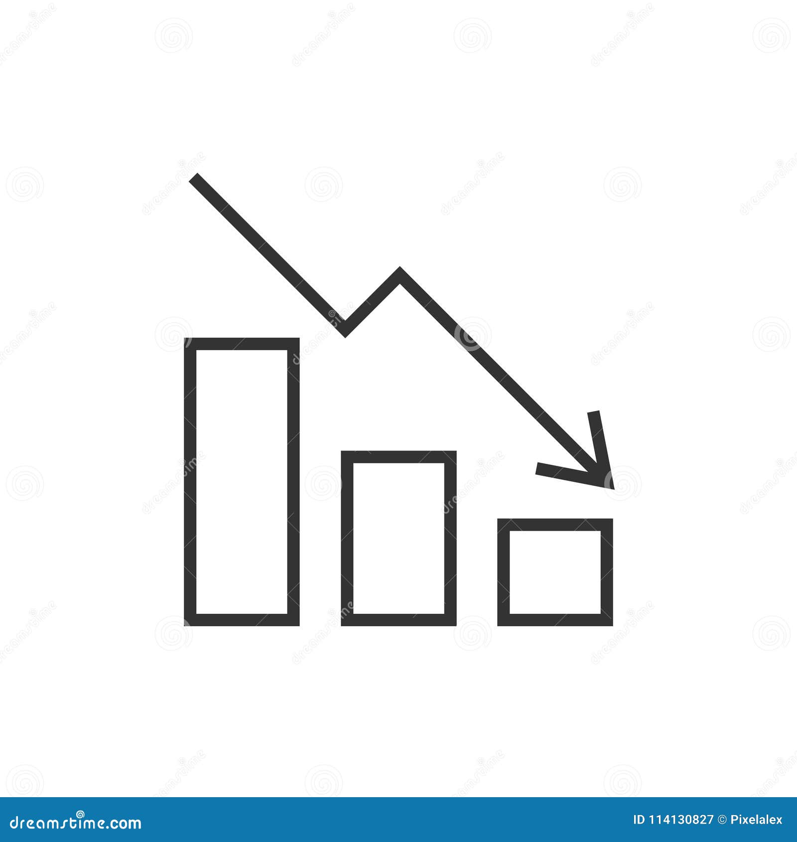 Falling chart icon stock vector. Illustration of negative - 114130827
