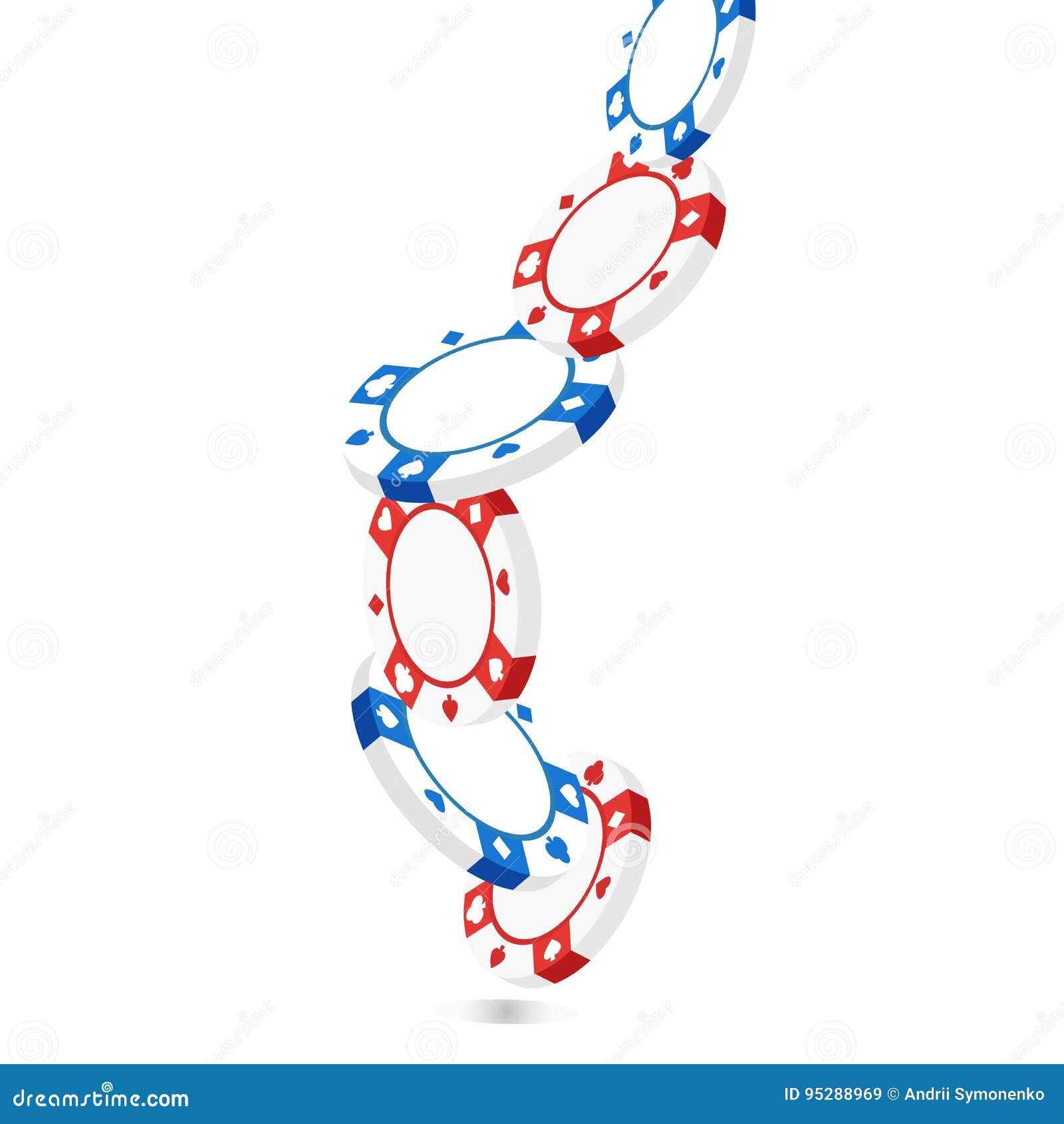 Falling Chips And Stacks Of Tokens, Playing Cards Cartoon Vector ...