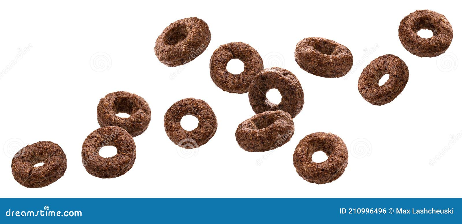 Falling Chocolate Corn Rings Isolated on White Background Stock Photo ...
