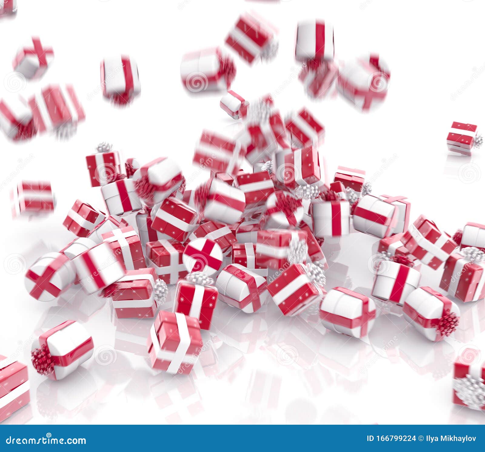 Falling Christmas Gift Boxes Isolated Stock Photo - Image of ...