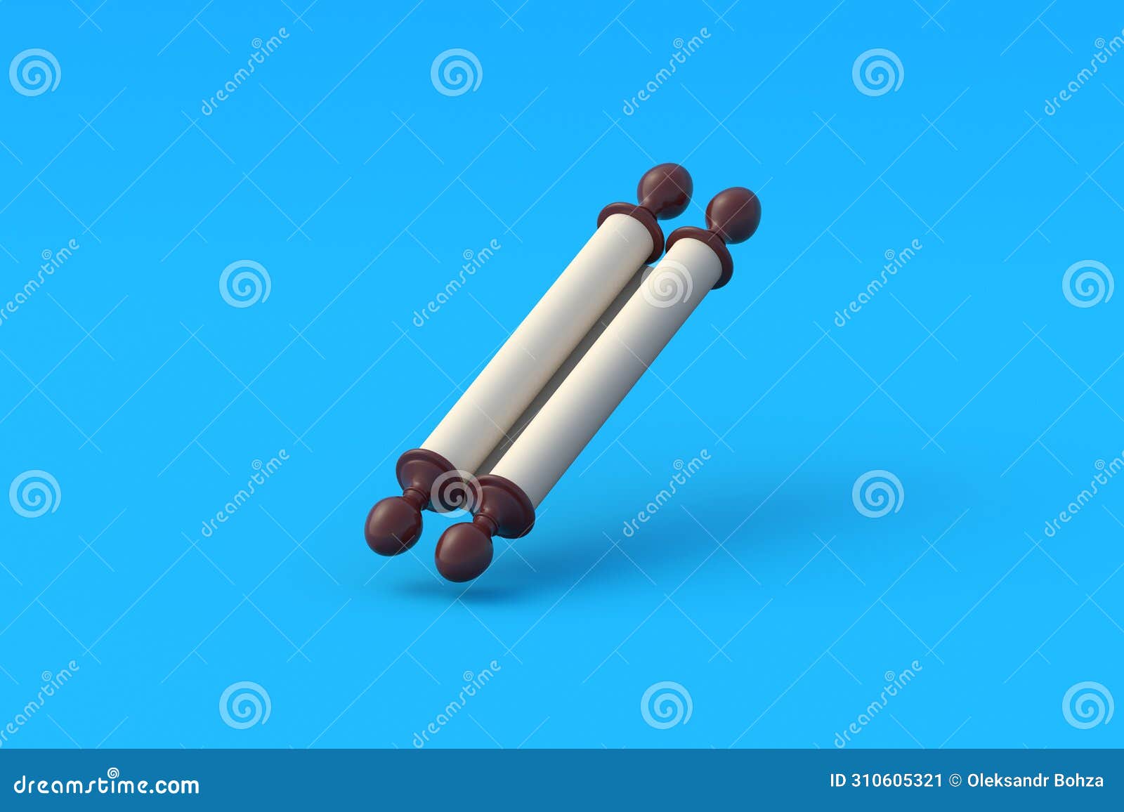 Falling Closed Paper Scroll on Blue Background. Blank Ancient ...