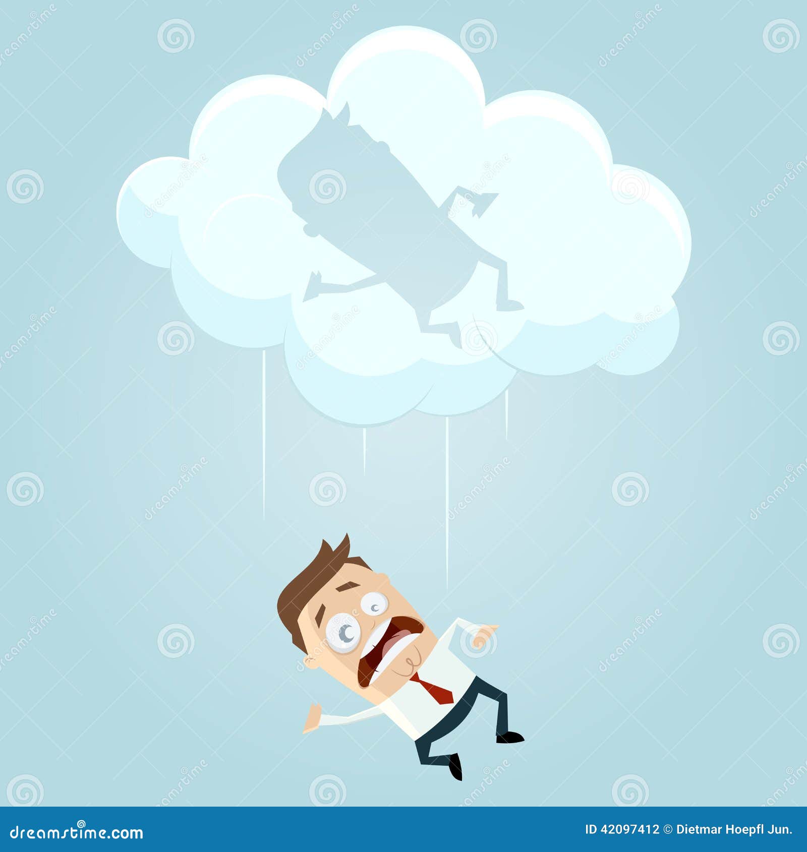 Falling from a cloud stock vector. Illustration of comic - 42097412