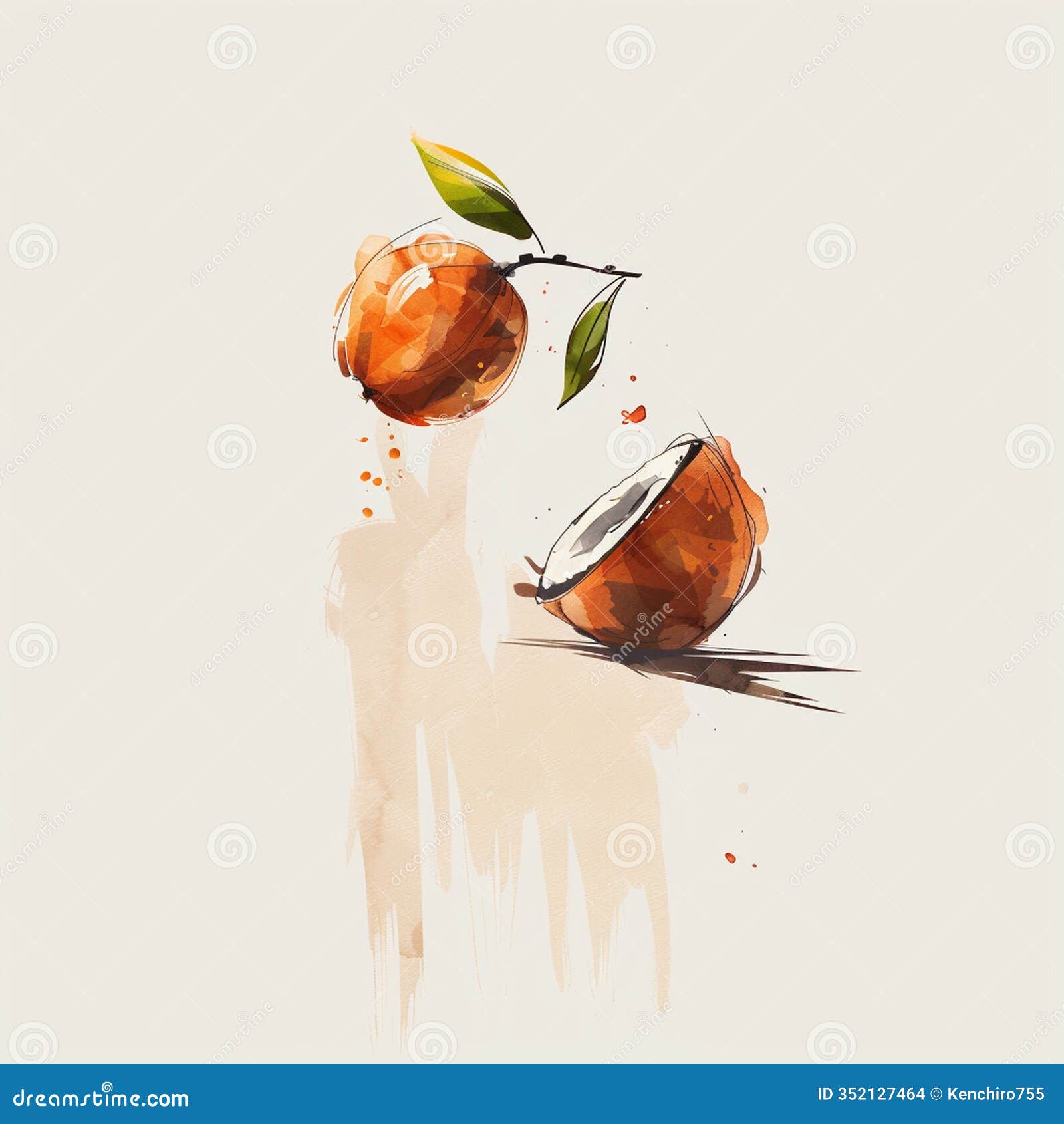A Falling Coconut Fruit Illustration with Minimalist Design Evokes ...
