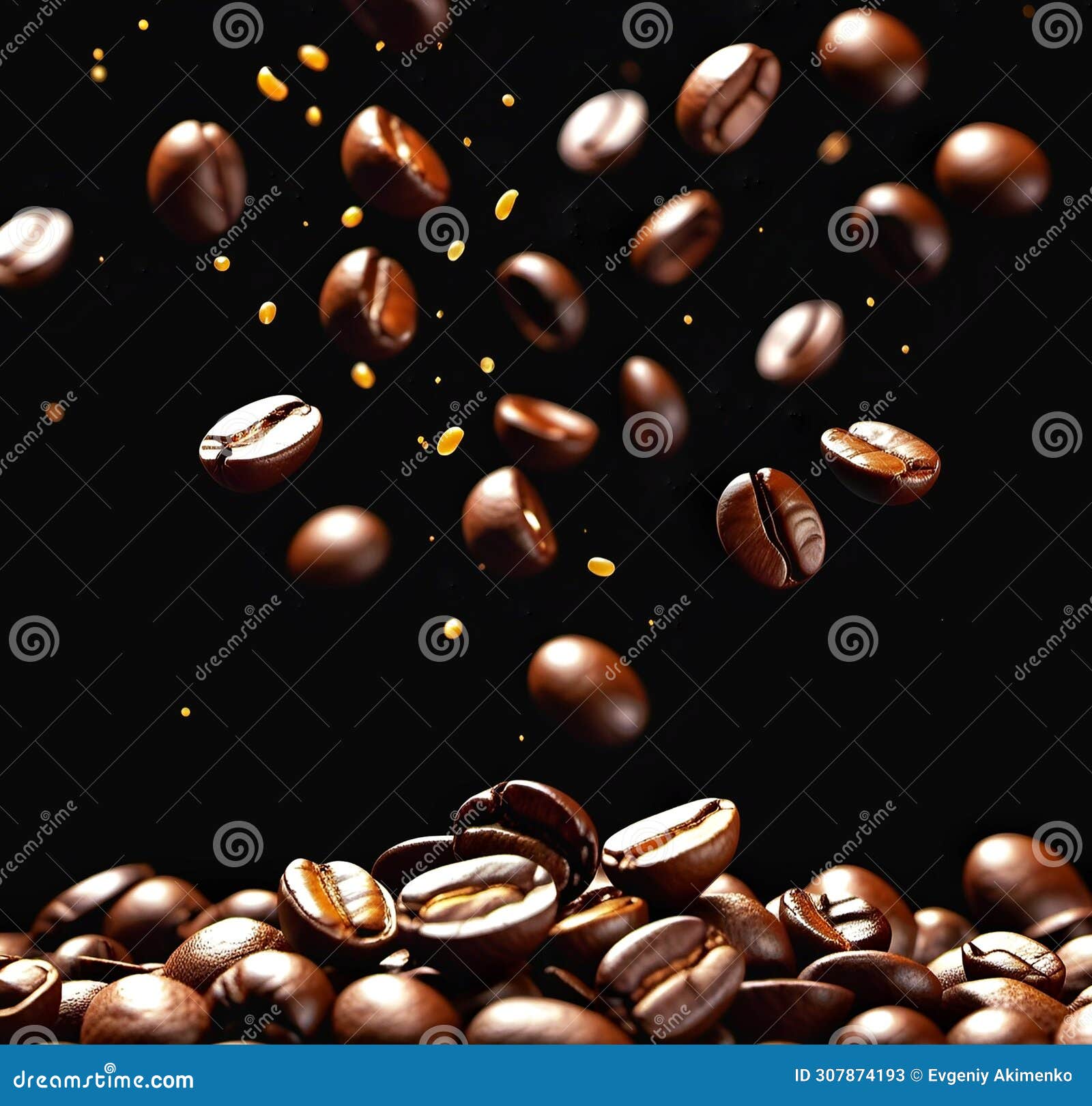 Falling Coffee Beans Pattern White Background Isolated Shadows 3D ...