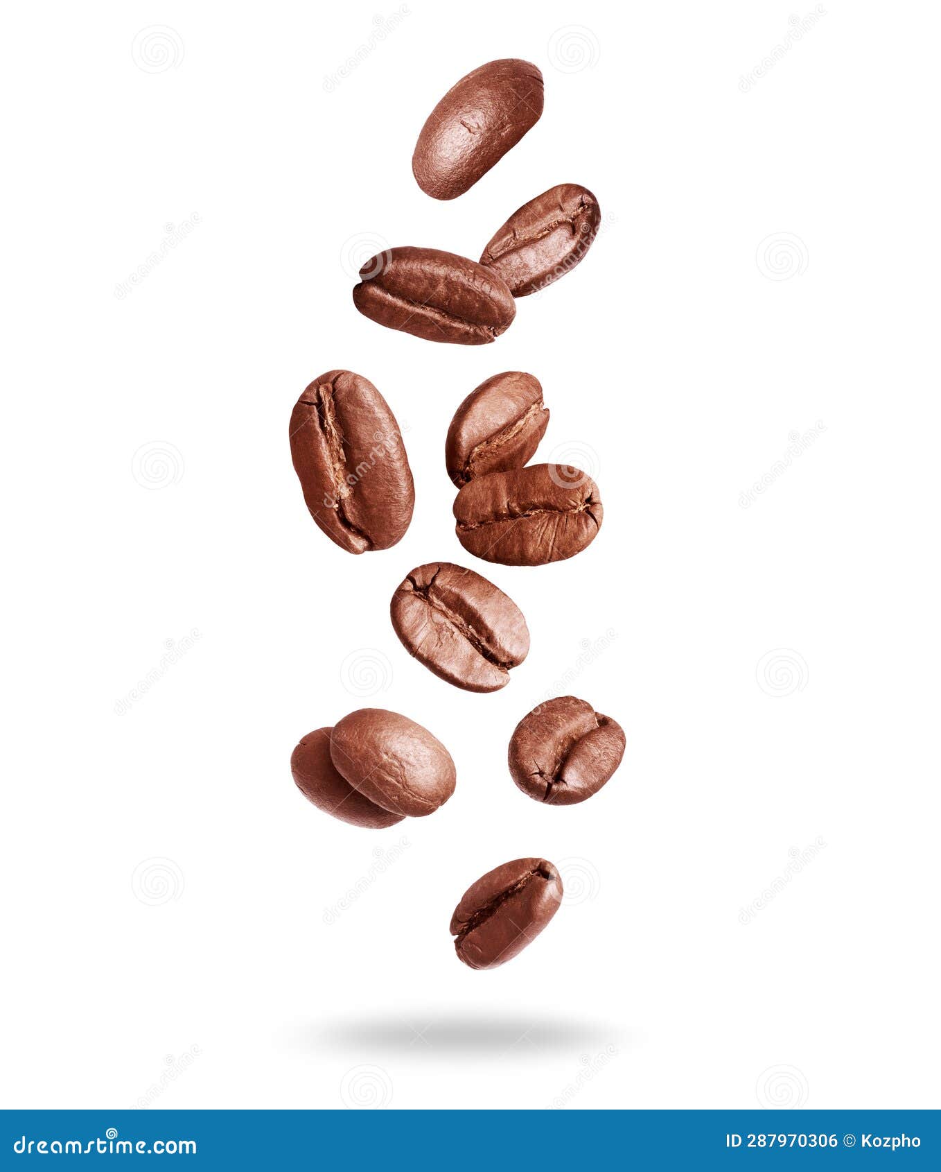 Falling Coffee Beans Close Up Isolated on a White Background Stock ...