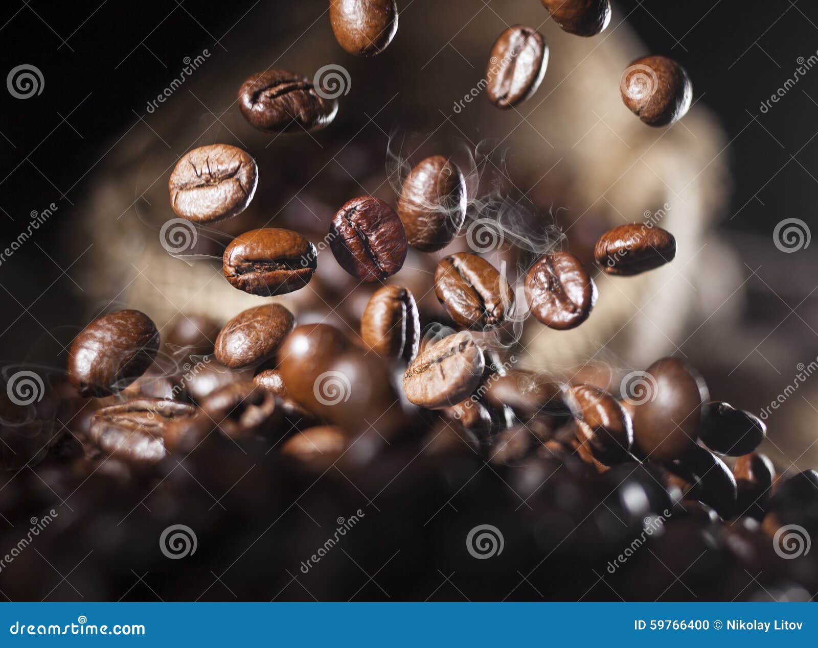 Falling coffee beans stock photo. Image of background - 59766400