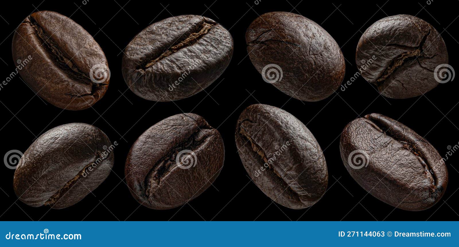 Falling Coffee Beans Isolated on Black Background Stock Image - Image ...