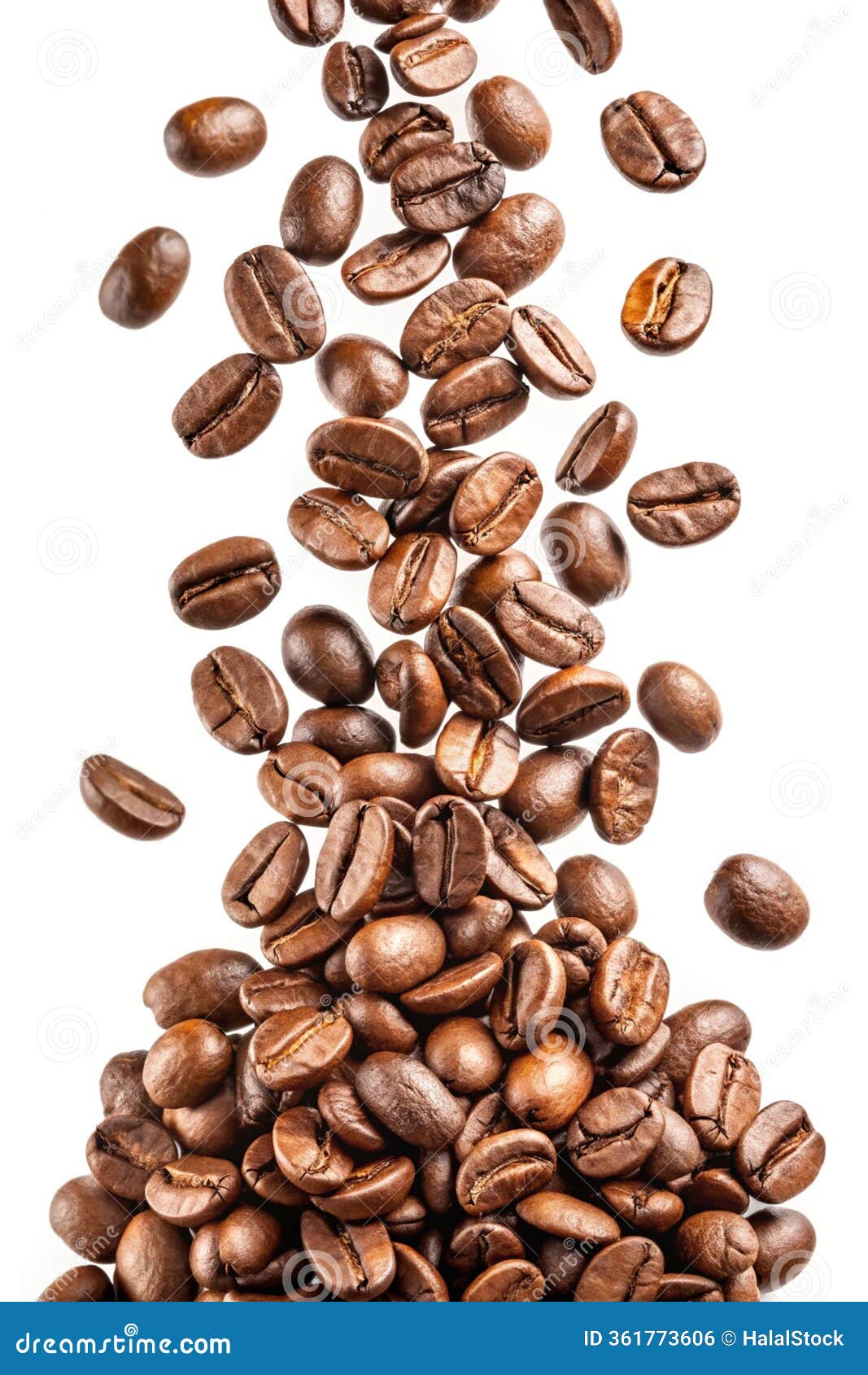 Falling Coffee Beans On White Background Isolated With Shadows 3D ...