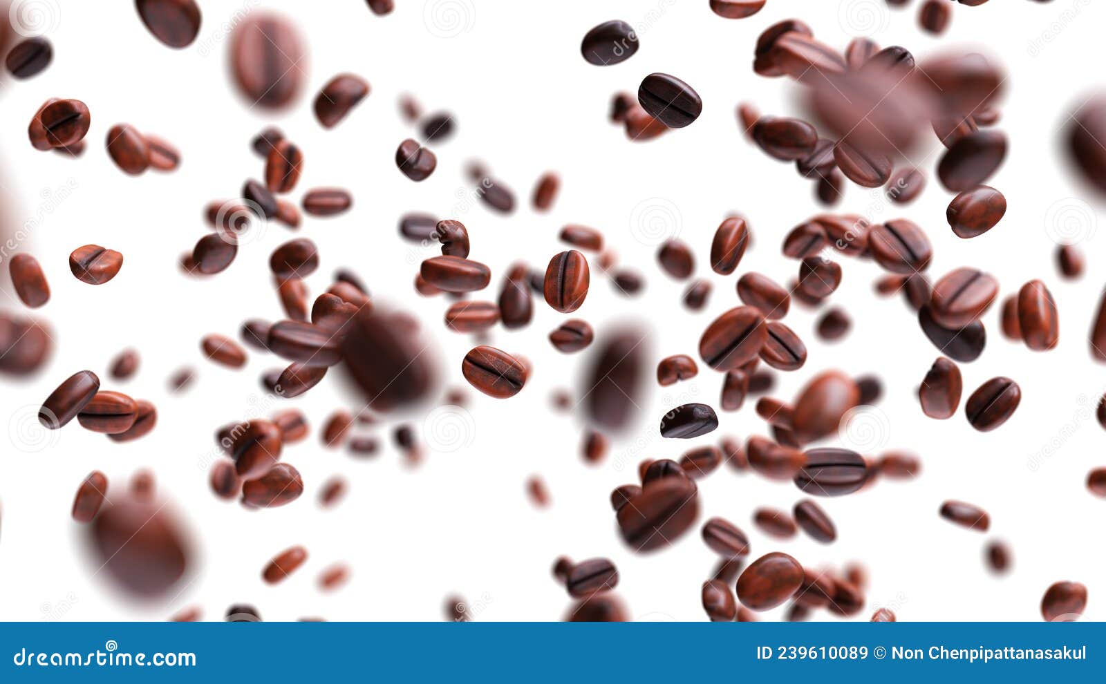 Falling Coffee Beans Isolated on White Background. 3d Rendering Stock ...