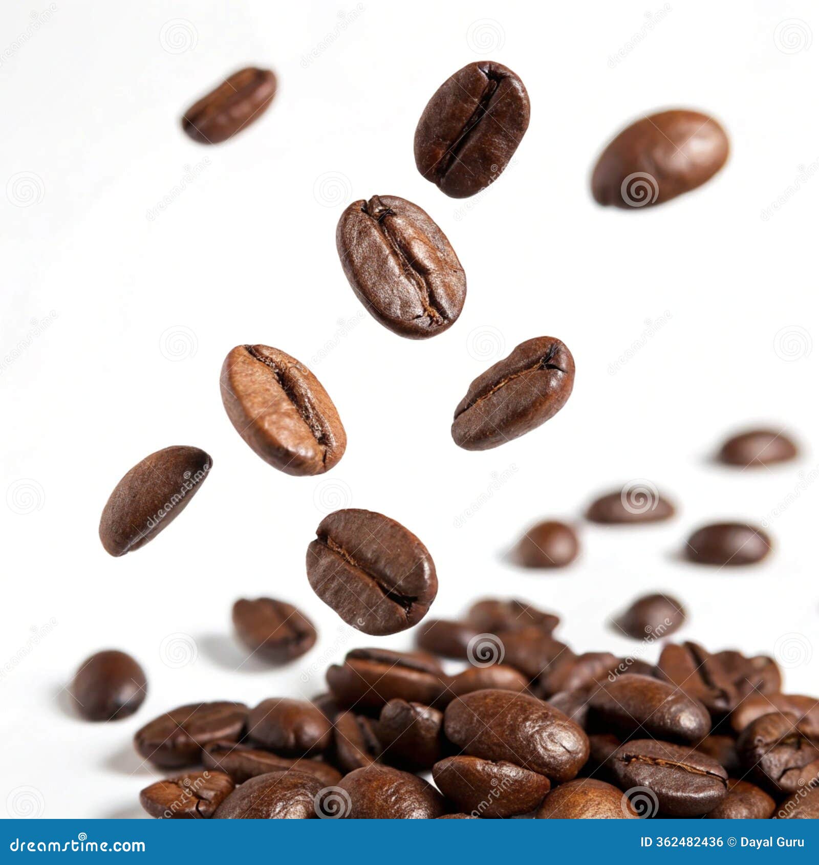 Falling Coffee Beans On White Background Isolated With Shadows 3D ...