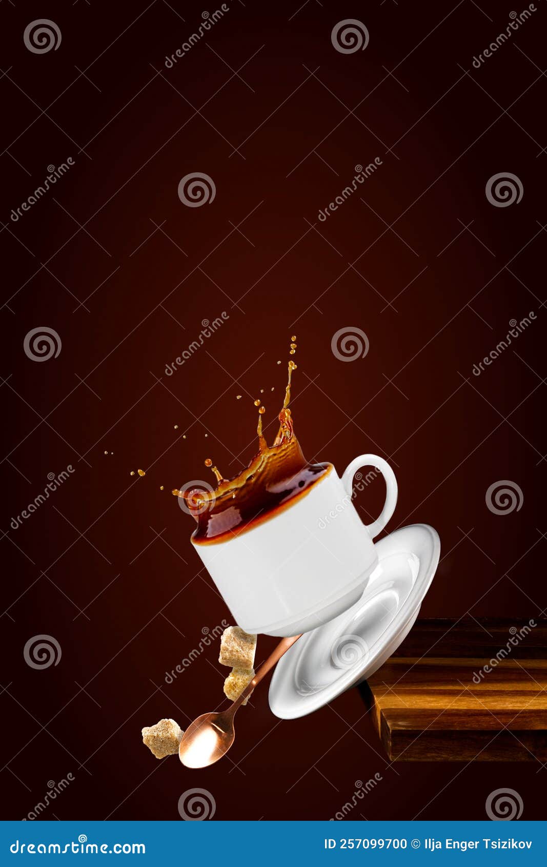 Falling Coffee Cup. Cup of Coffee Splashes while Falling. Splash in ...