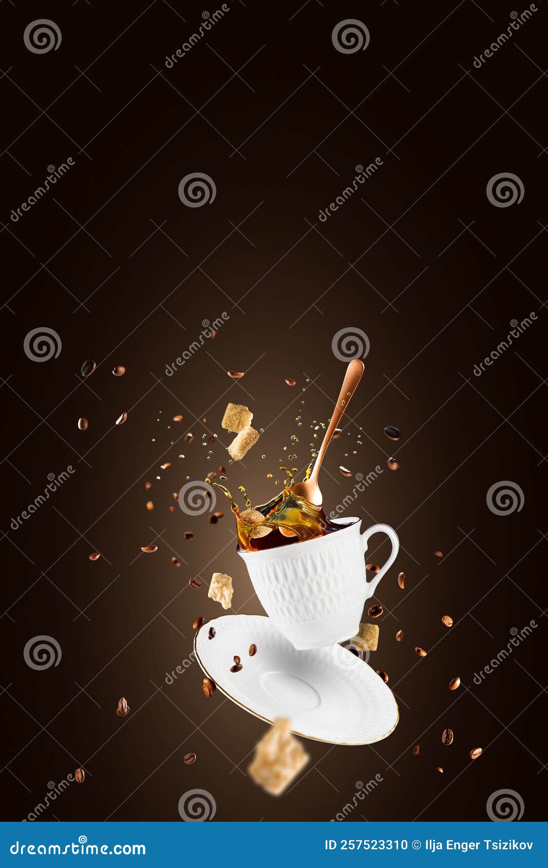 Falling Coffee Cup. Cup of Coffee Splashes while Falling. Splash in ...