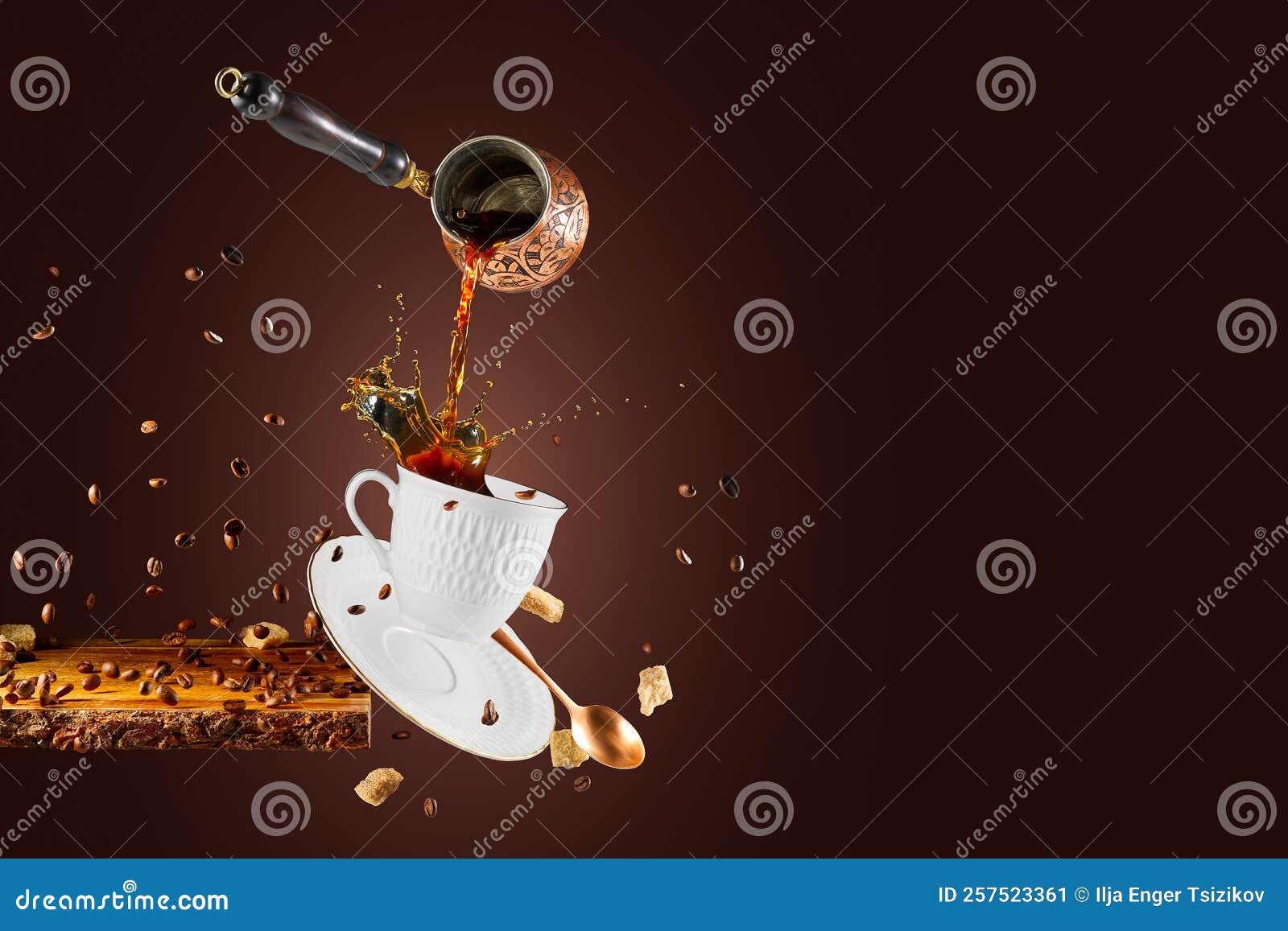 Falling Coffee Cup. Cup of Coffee Splashes while Falling. Splash in ...
