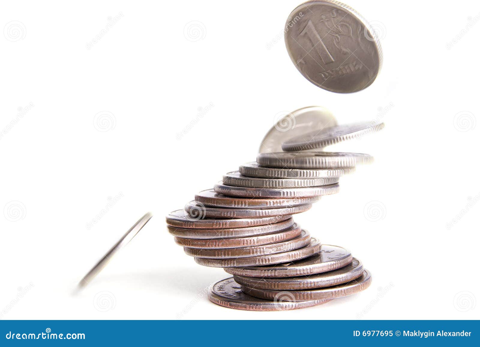 Falling Coins Like A Domino Stock Photography | CartoonDealer.com #7401434