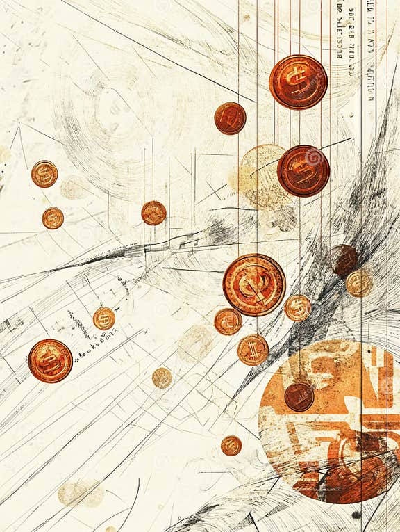 Falling Coins and Price Tags Create a Striking Abstract Visualization ...
