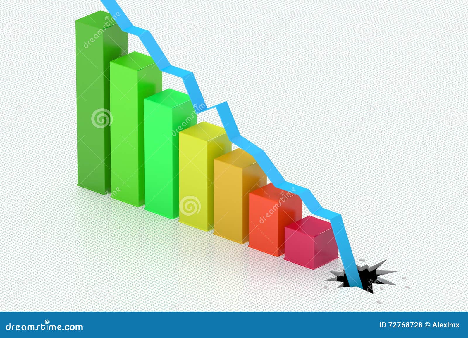 Falling colored bar chart stock illustration. Illustration of economics ...
