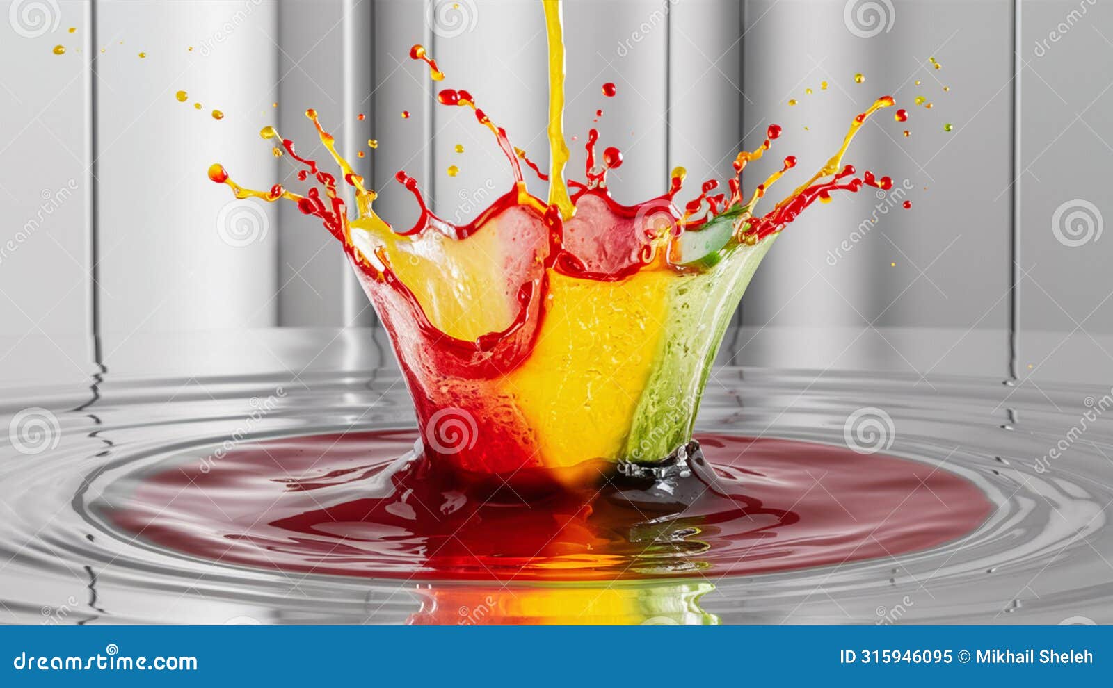 Falling Colored Liquid. Splashes of Juice when Falling Stock ...