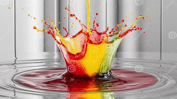Falling Colored Liquid. Splashes of Juice when Falling Stock ...