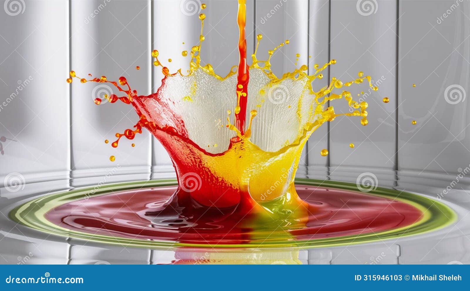 Falling Colored Liquid. Splashes of Juice when Falling Stock ...