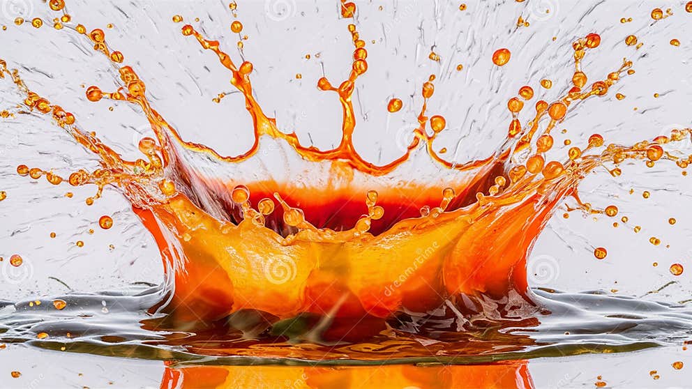 Falling Colored Liquid. Splashes of Juice when Falling Stock ...