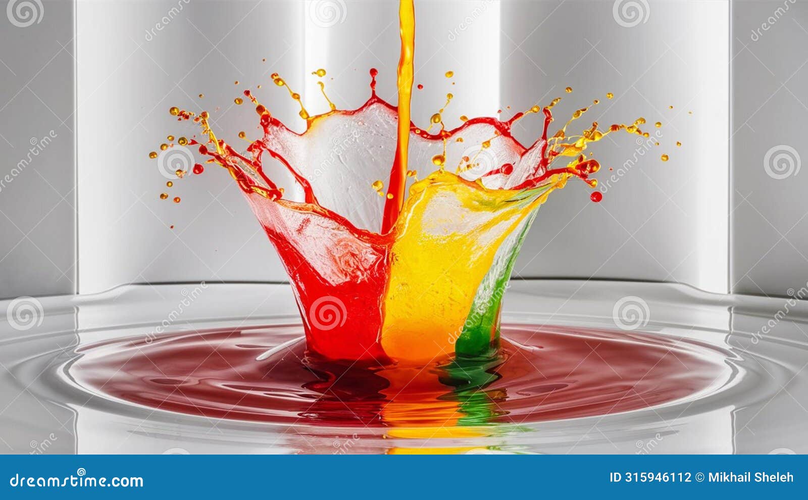 Falling Colored Liquid. Splashes of Juice when Falling Stock ...