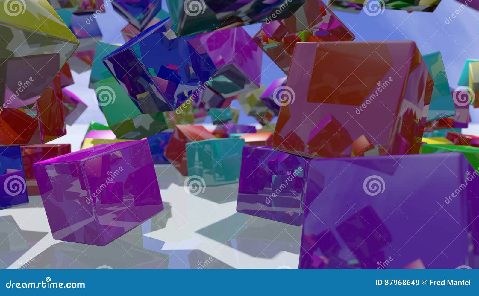 Falling Colorful Cube Blocks. 3D Rendering Stock Illustration ...