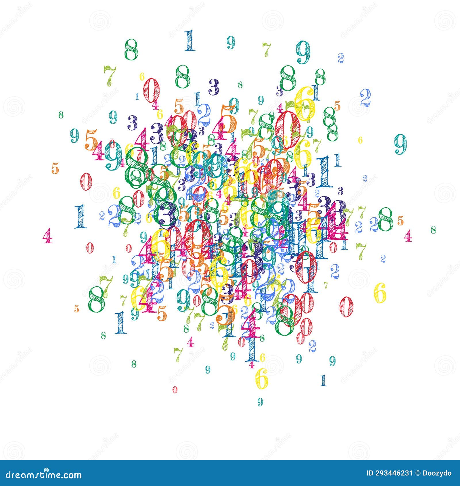 Falling Colorful Numbers. Math Study Stock Vector - Illustration of ...