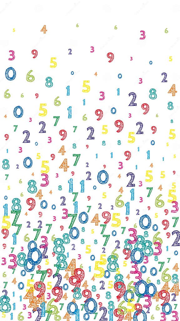 Falling Colorful Orderly Numbers. Math Stock Image - Image of scattered ...
