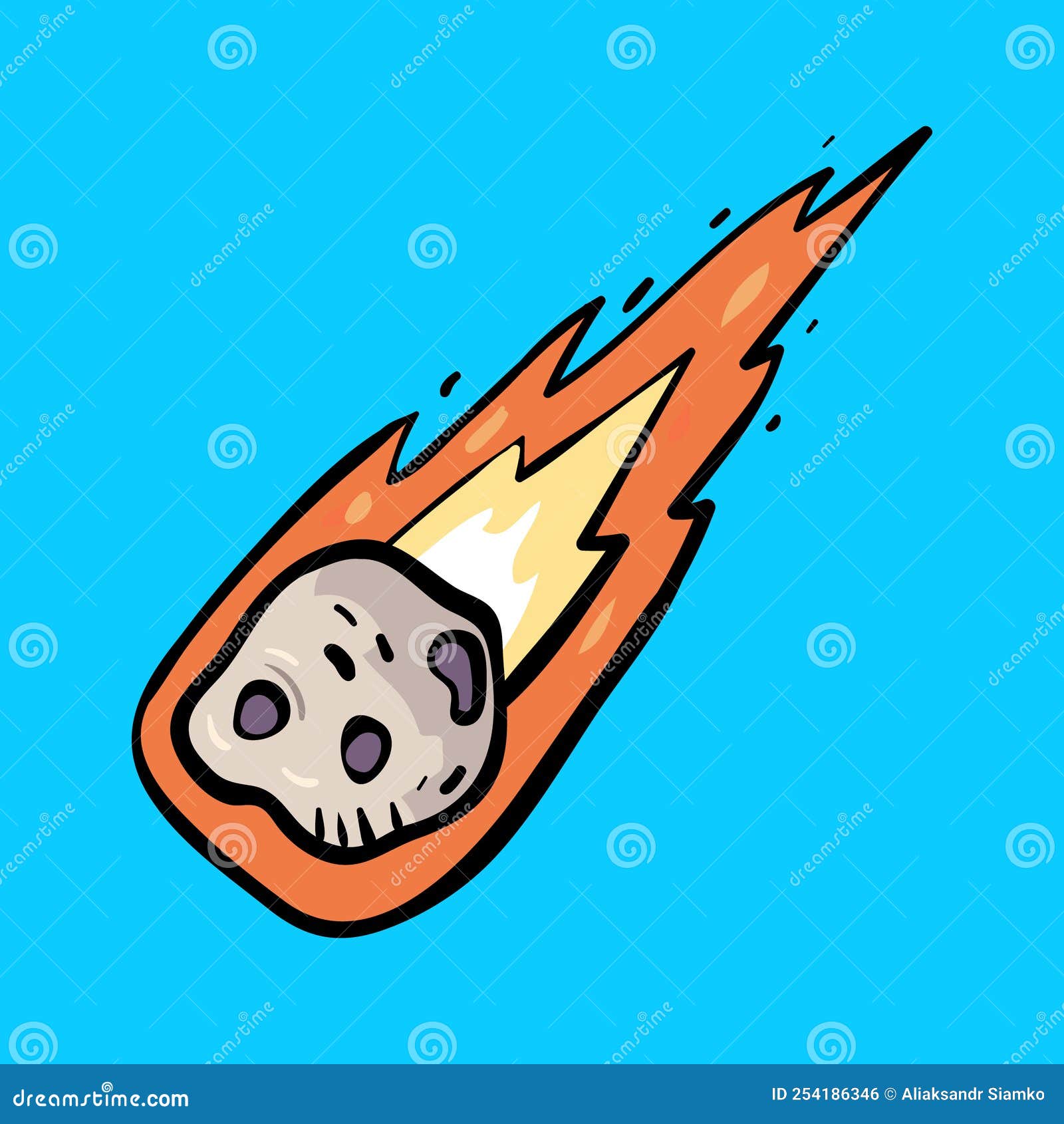 Comet Cartoon. The Meteorite Fell To The Earth And Sparked Vector ...