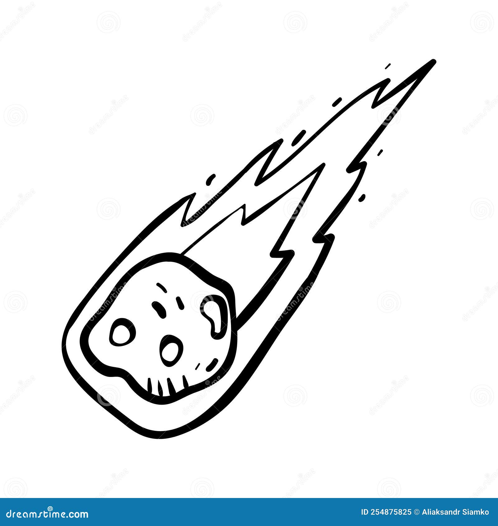 Comet Cartoon. The Meteorite Fell To The Earth And Sparked Vector ...