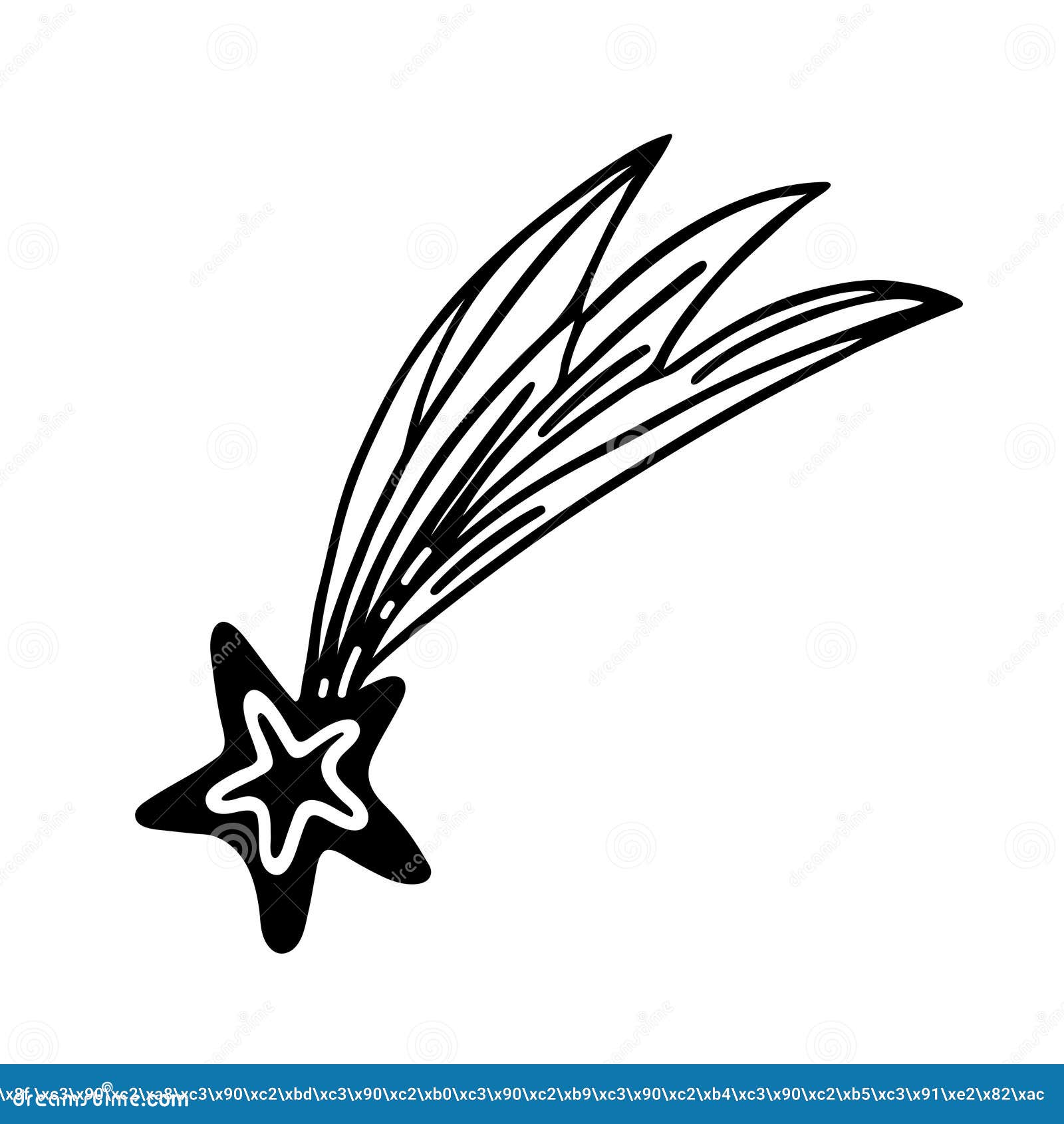 Falling Comet Vector Icon. Hand Drawn Illustration Isolated on White Stock Vector - Illustration ...