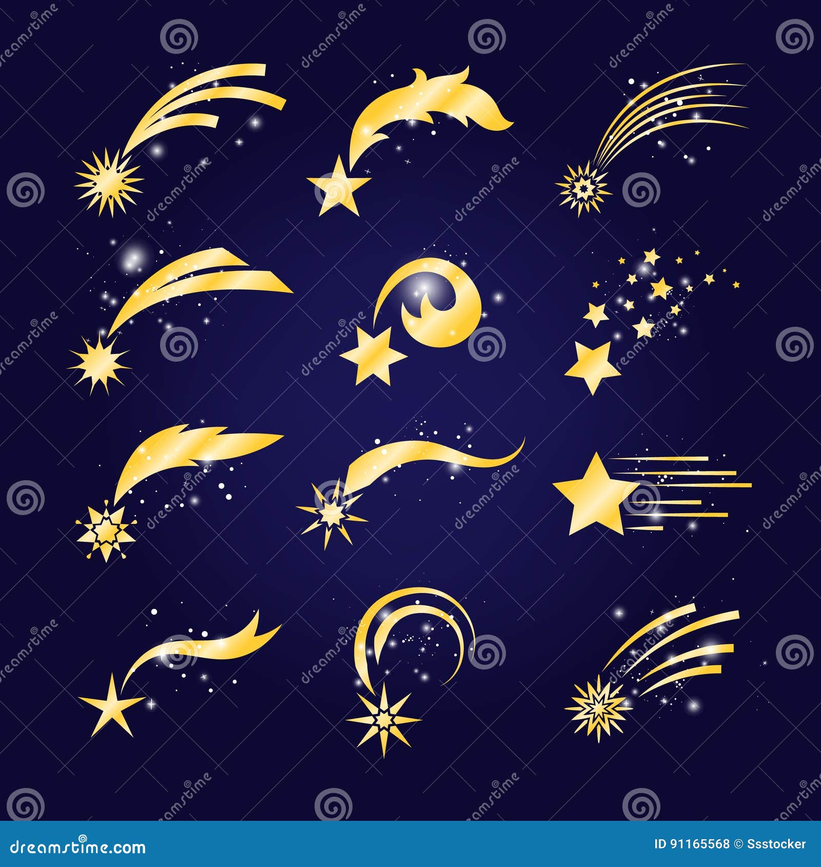 Golden Shooting Stars Frame Border Royalty-Free Stock Image ...