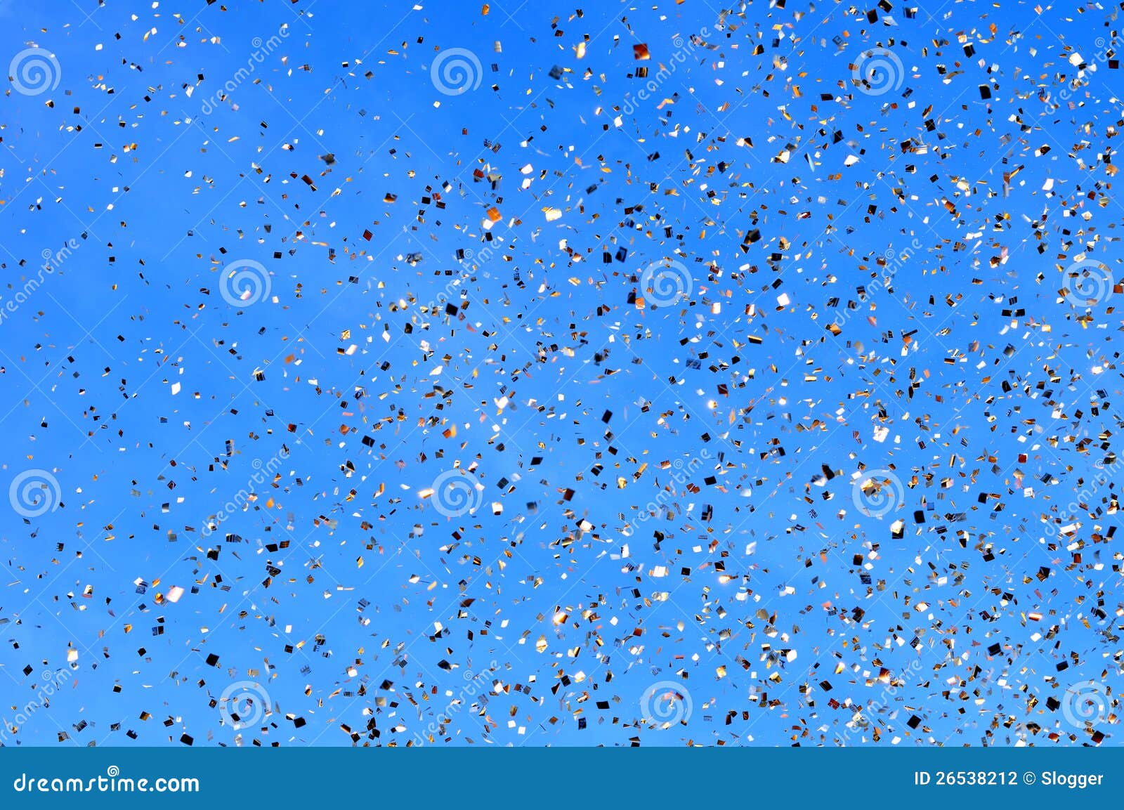 Falling Confetti in the City Festival Stock Photo - Image of show, blue ...