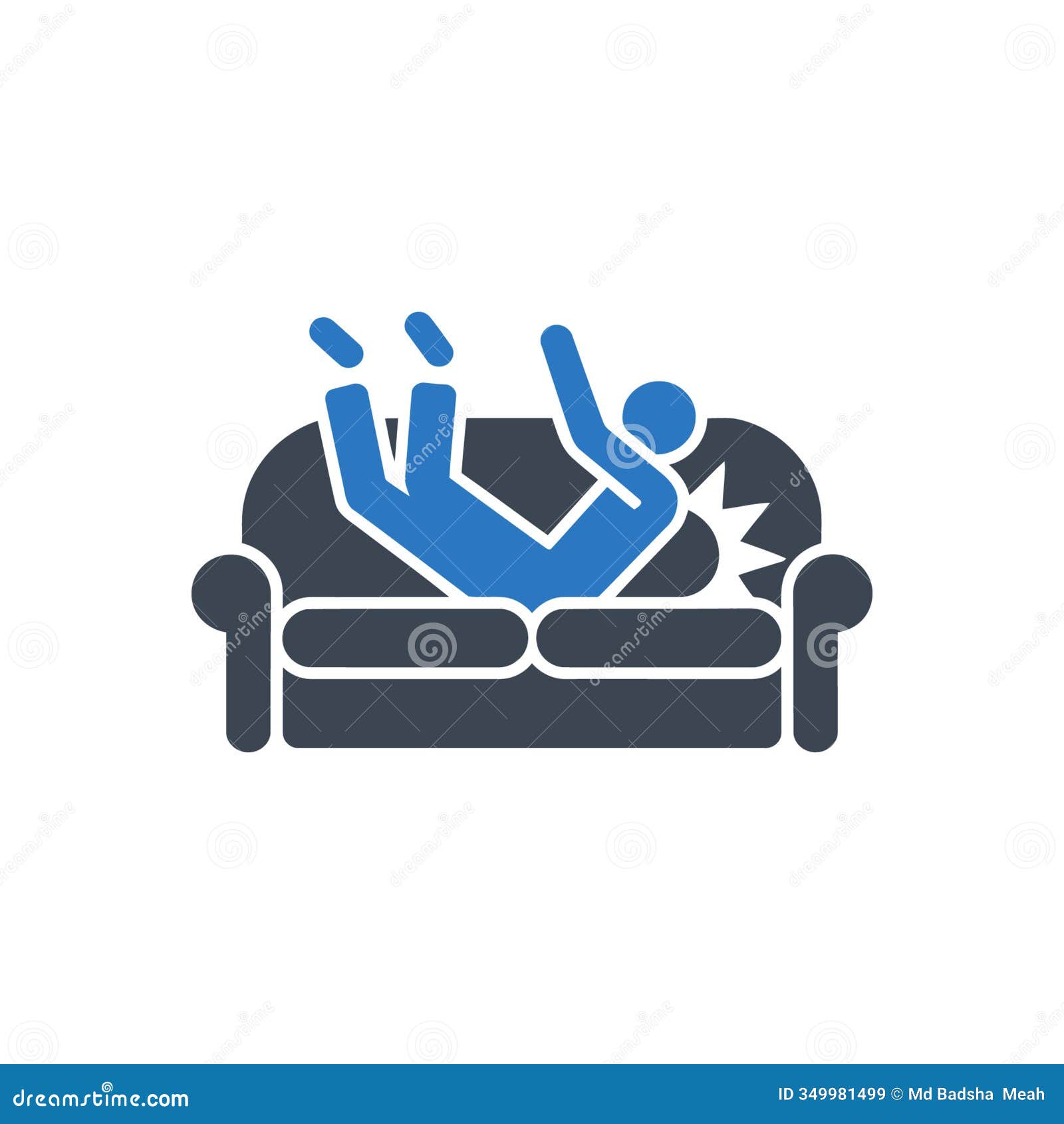 Falling on Couch Icon stock illustration. Illustration of slip - 349981499
