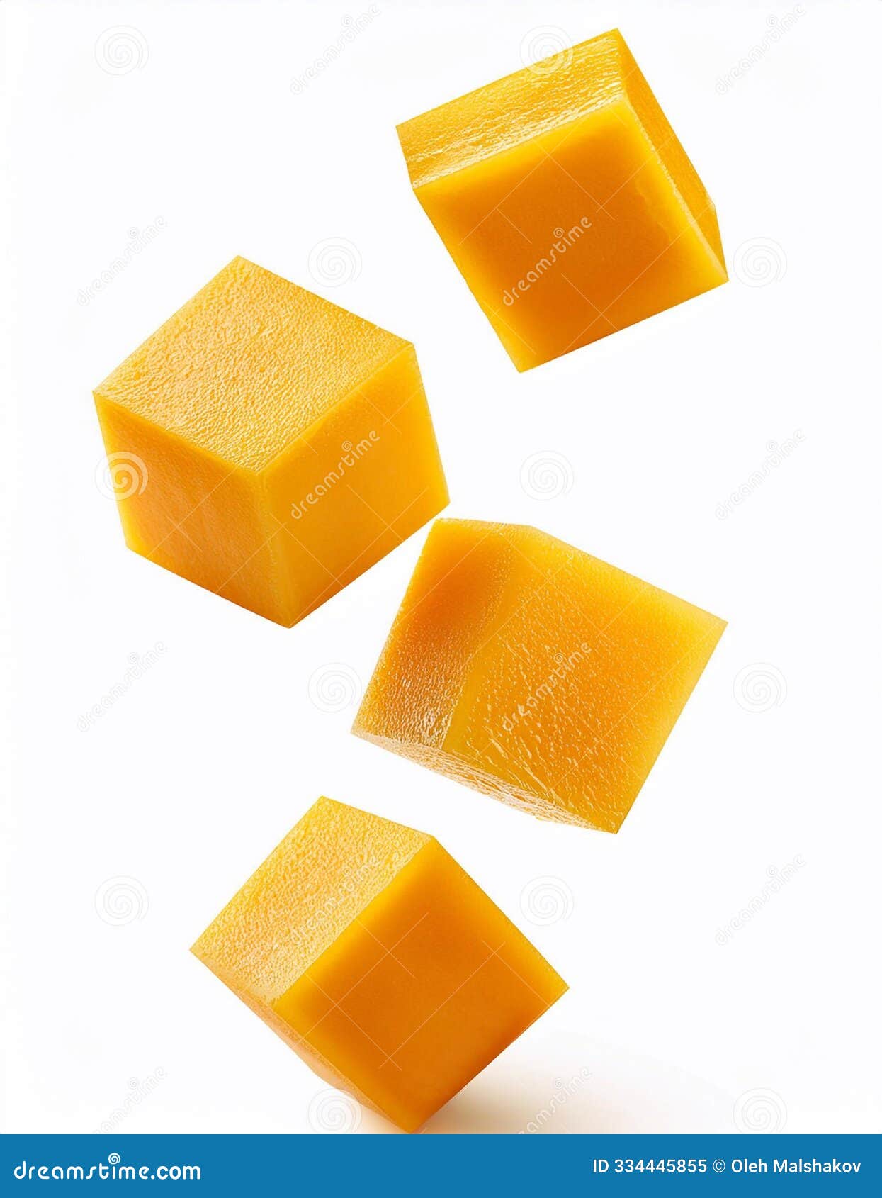 Falling Cube of Mango with Peel Isolated on White Background Stock ...