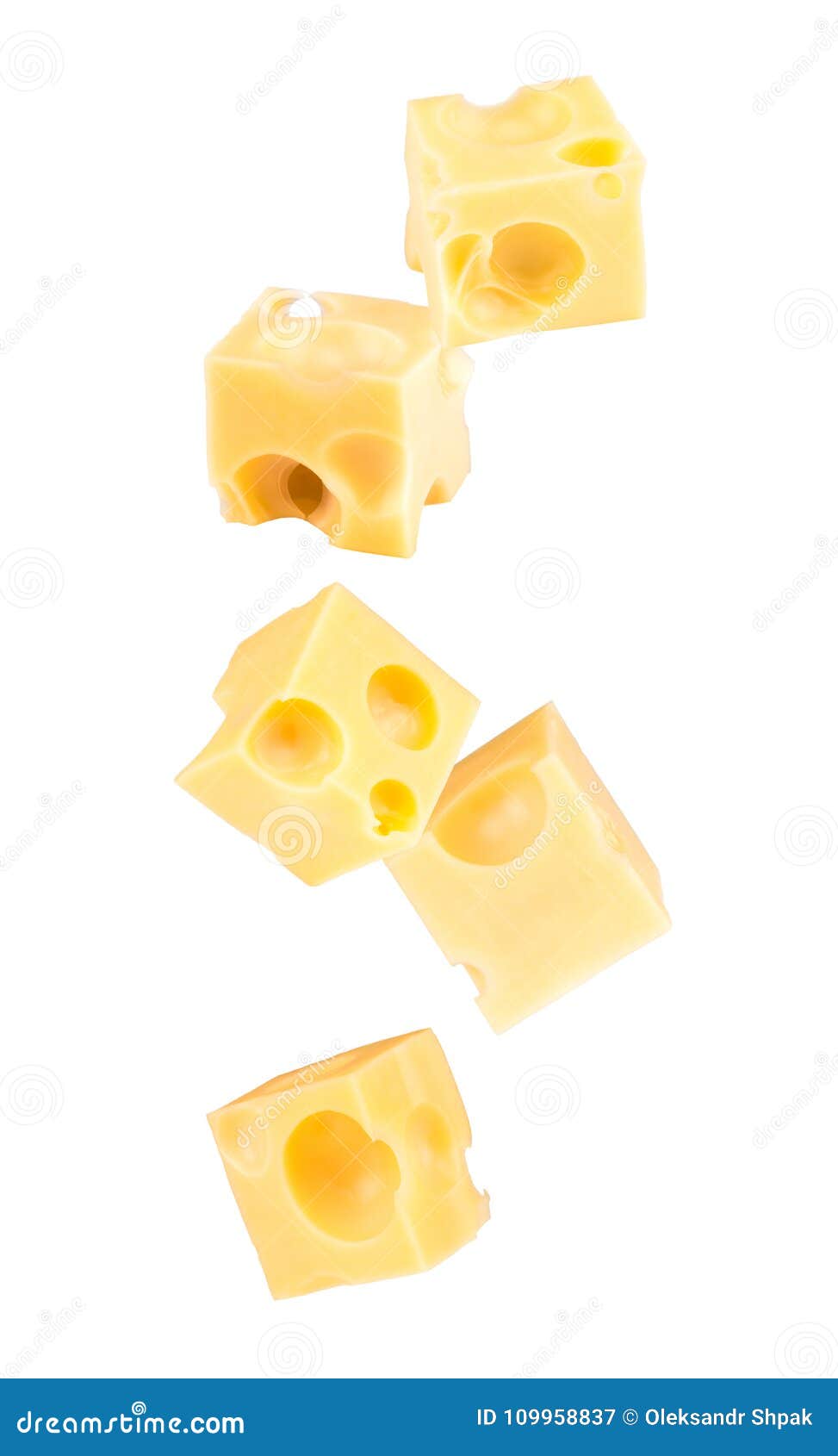 Falling Cubes of Cheese Isolated on White Stock Image - Image of block ...