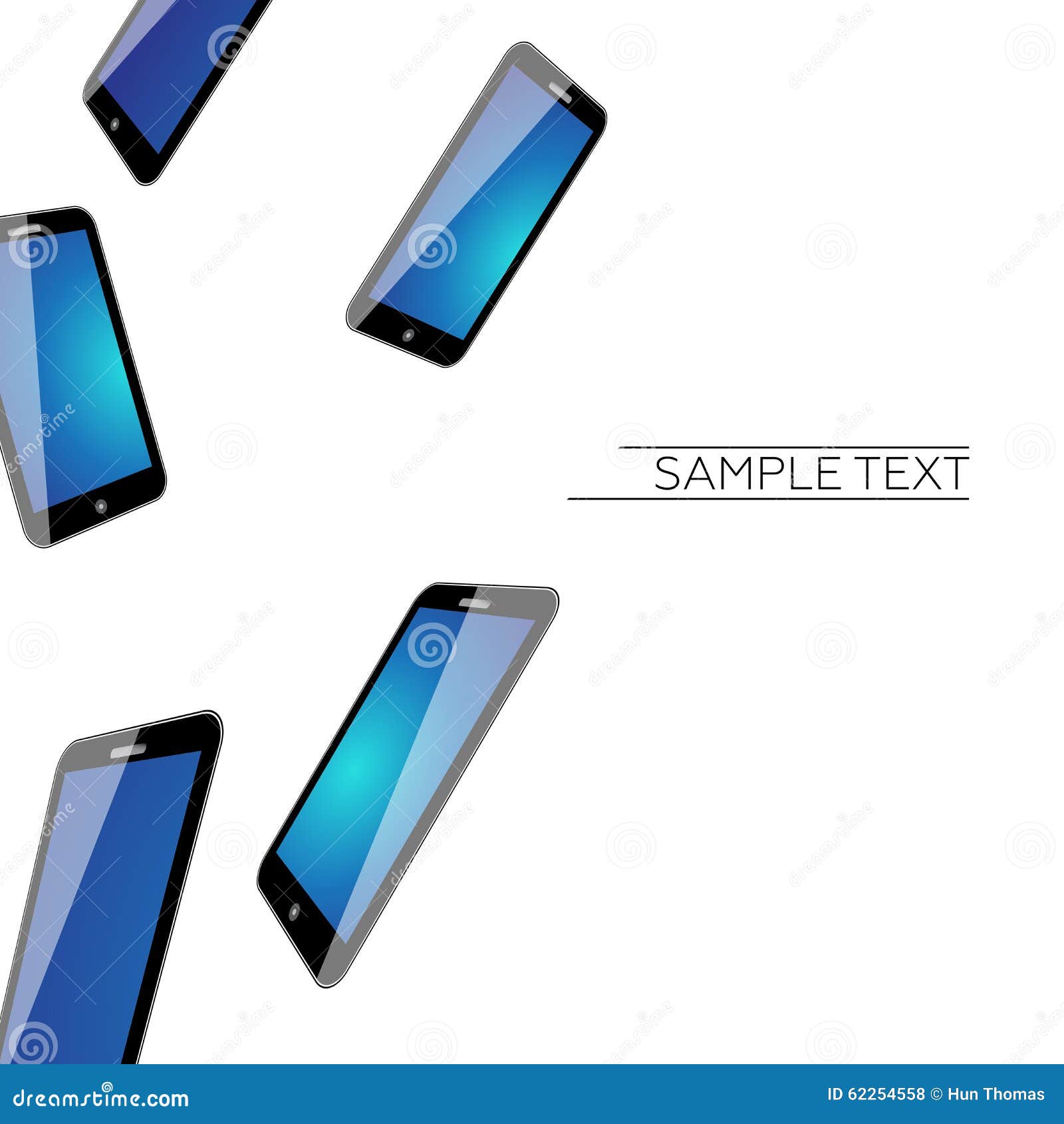 Falling 3D Mobile Phones Vector Background Stock Illustration ...