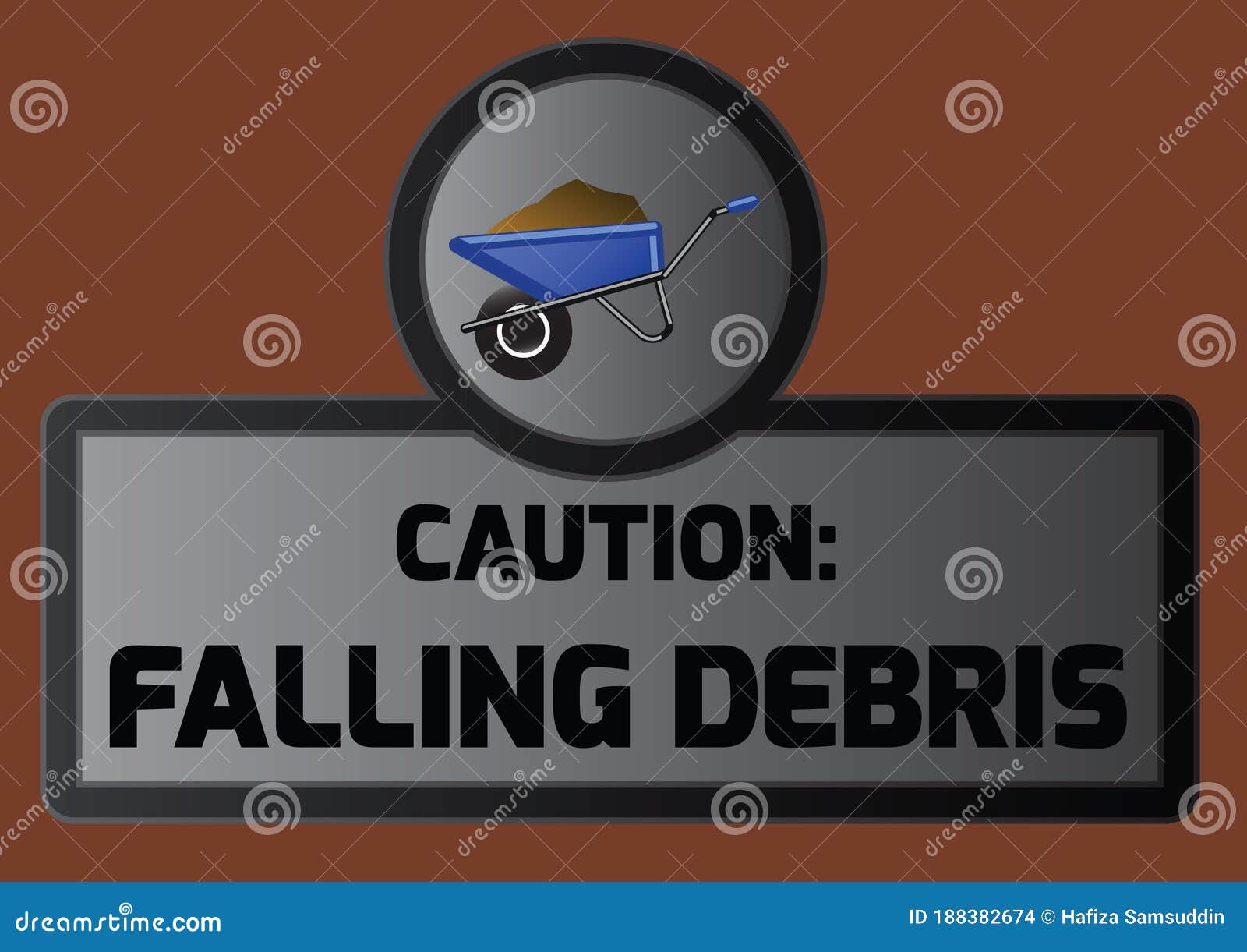 Falling Debris Board with Wheelbarrow Icon. Vector Illustration ...