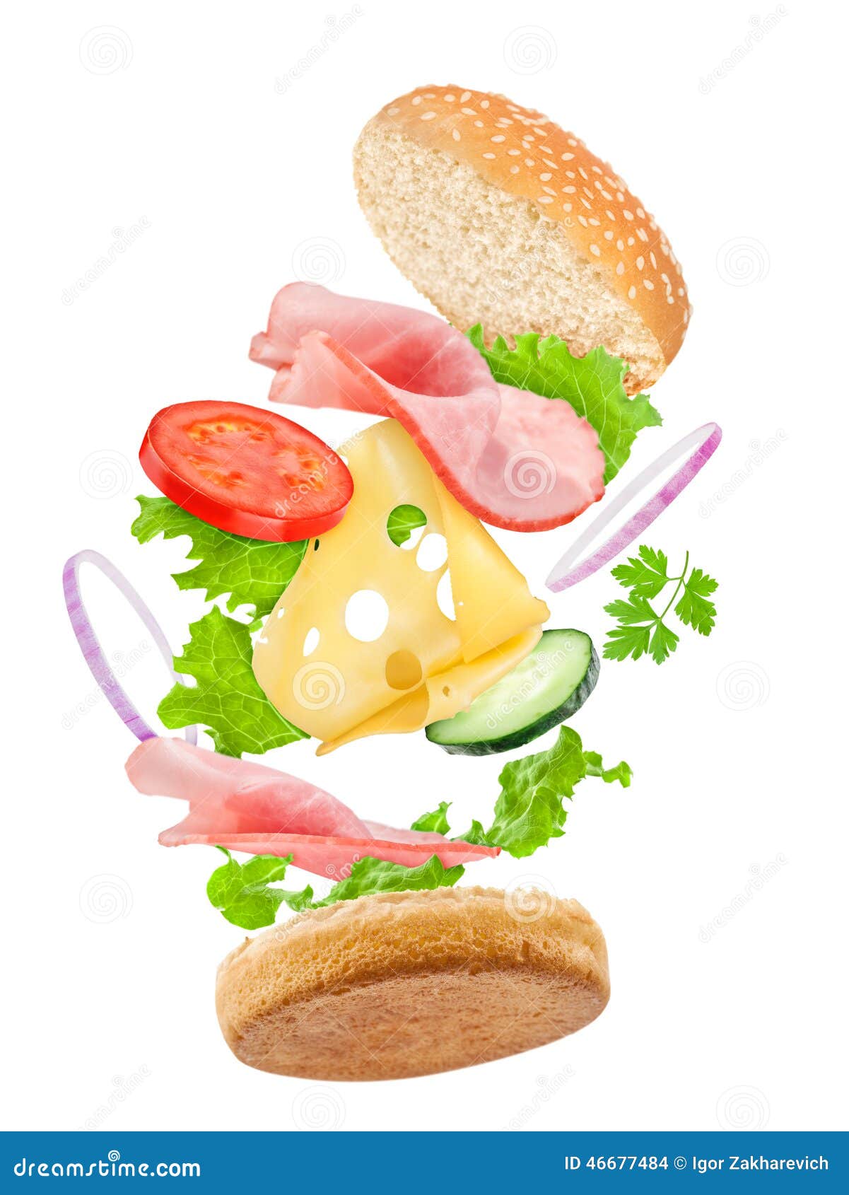 Falling delicious sandwich stock photo. Image of closeup - 46677484