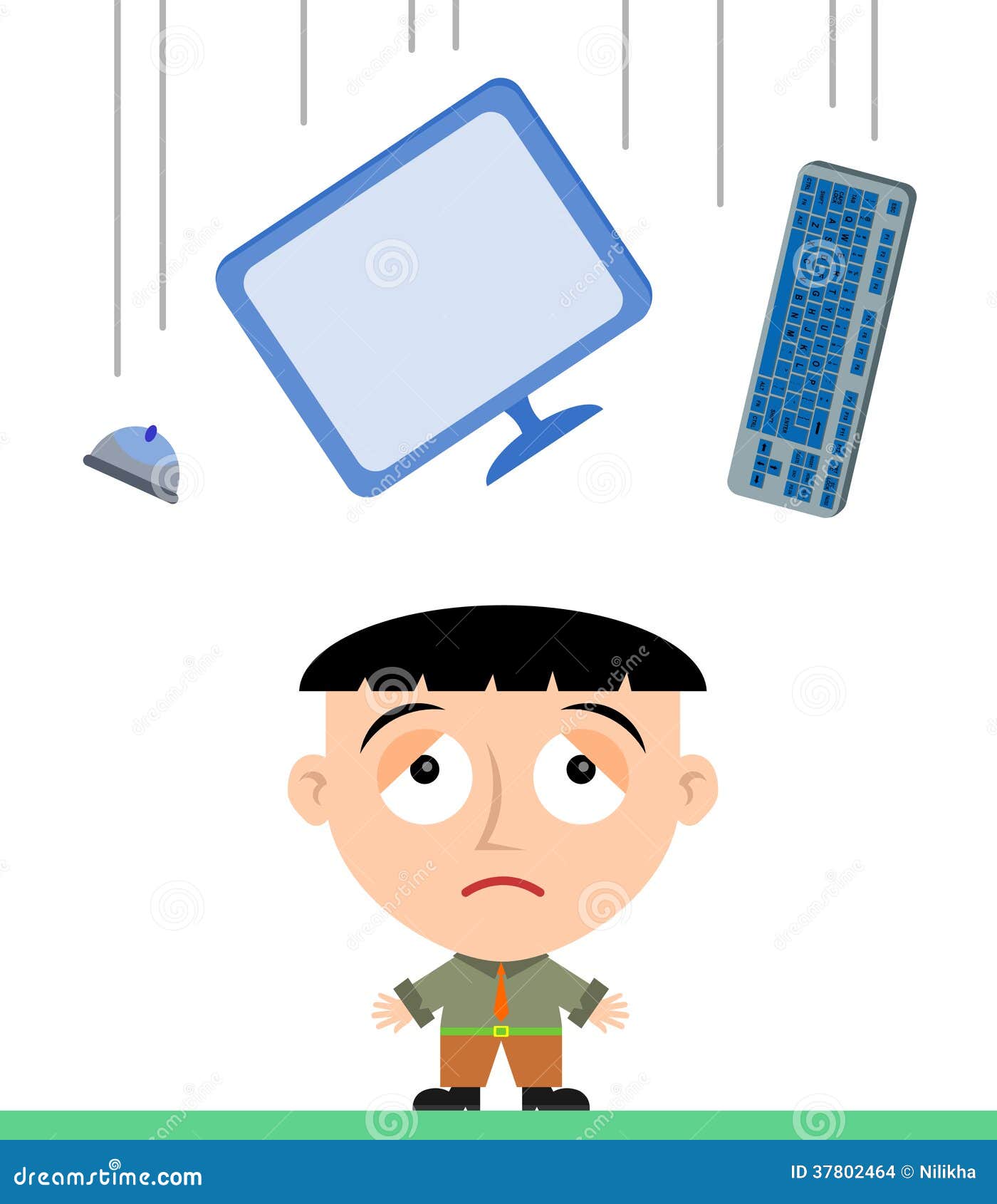 Falling desktop stock illustration. Illustration of computer - 37802464