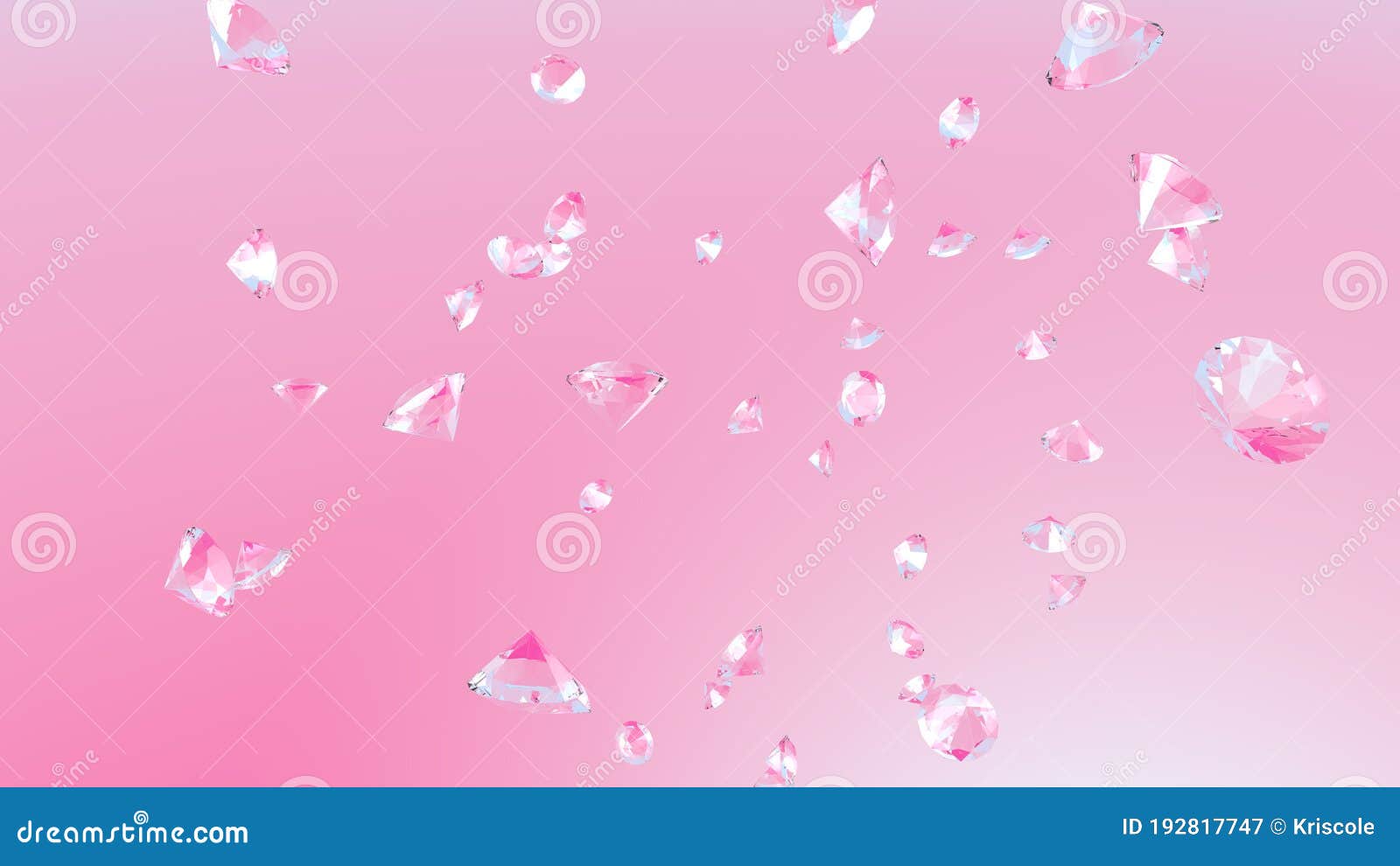 Falling Diamonds on Light Pink Background, Luxury 3D Render. Stock ...