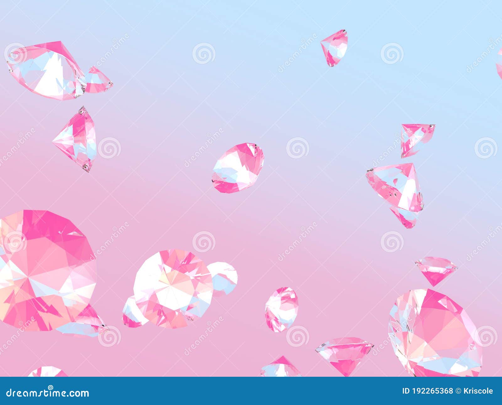 Falling Diamonds On Light Pink Background, Luxury 3D Render Royalty ...