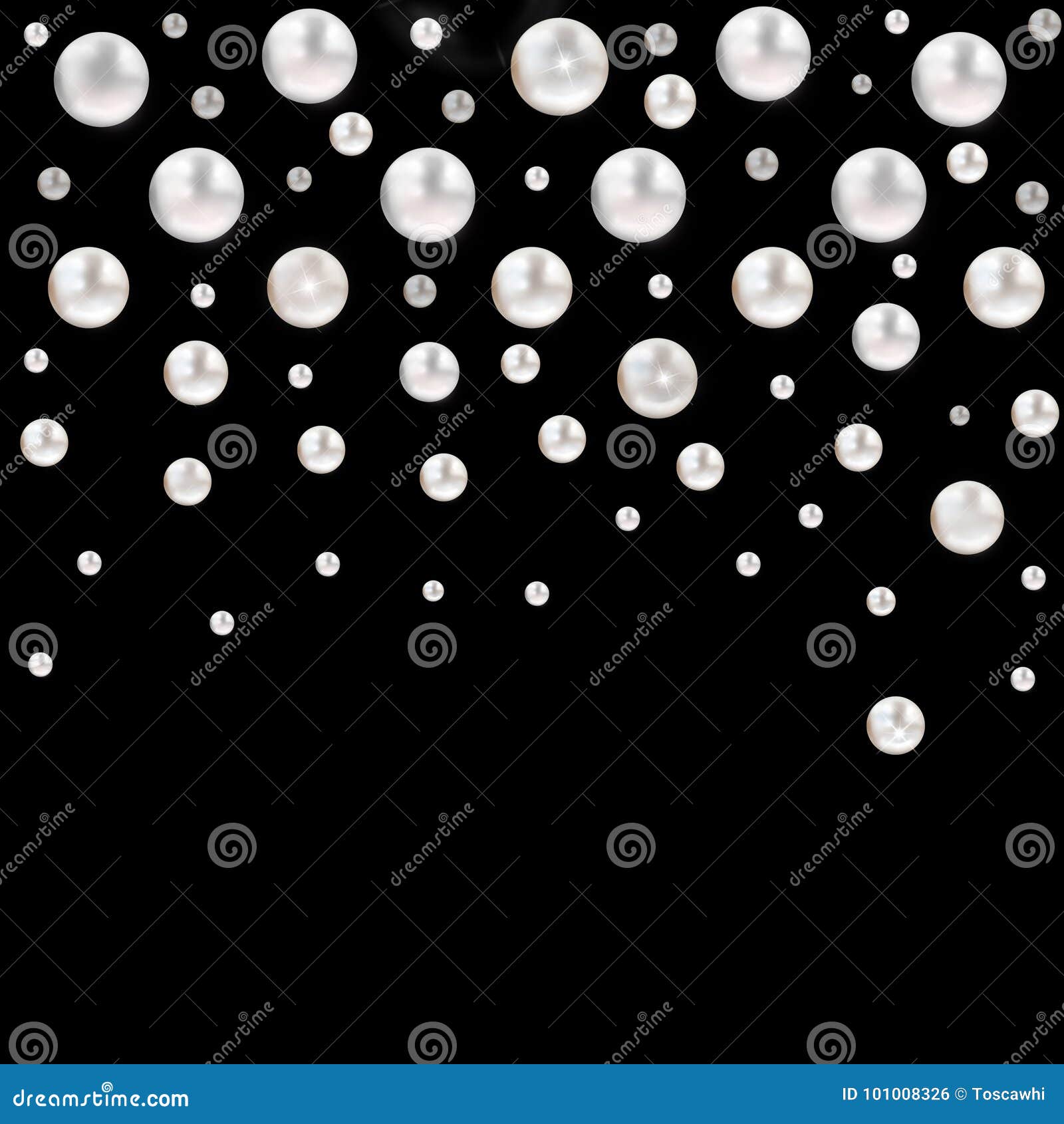 Falling Different Sized Pearls Isolated on Black Background Stock Photo ...