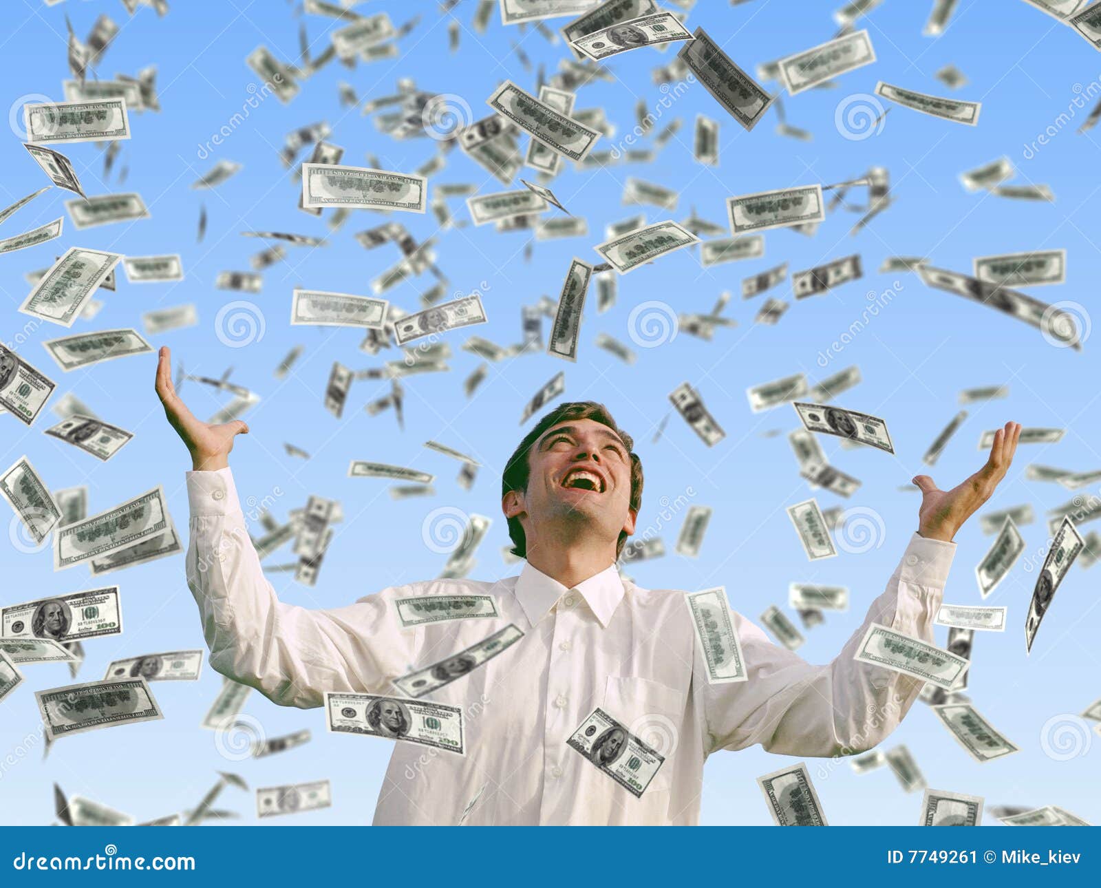 Falling dollars stock image. Image of heaven, savings - 7749261