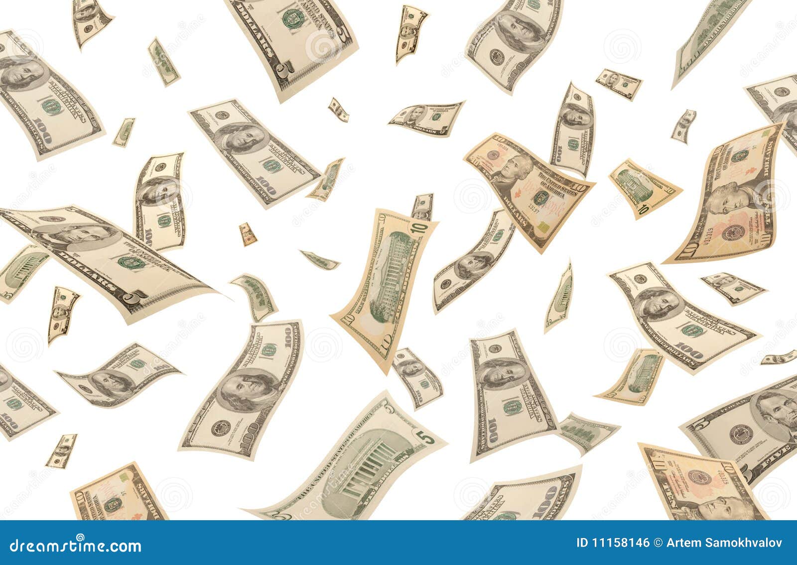 Falling Dollars (sunny Sky Background) Stock Photography ...
